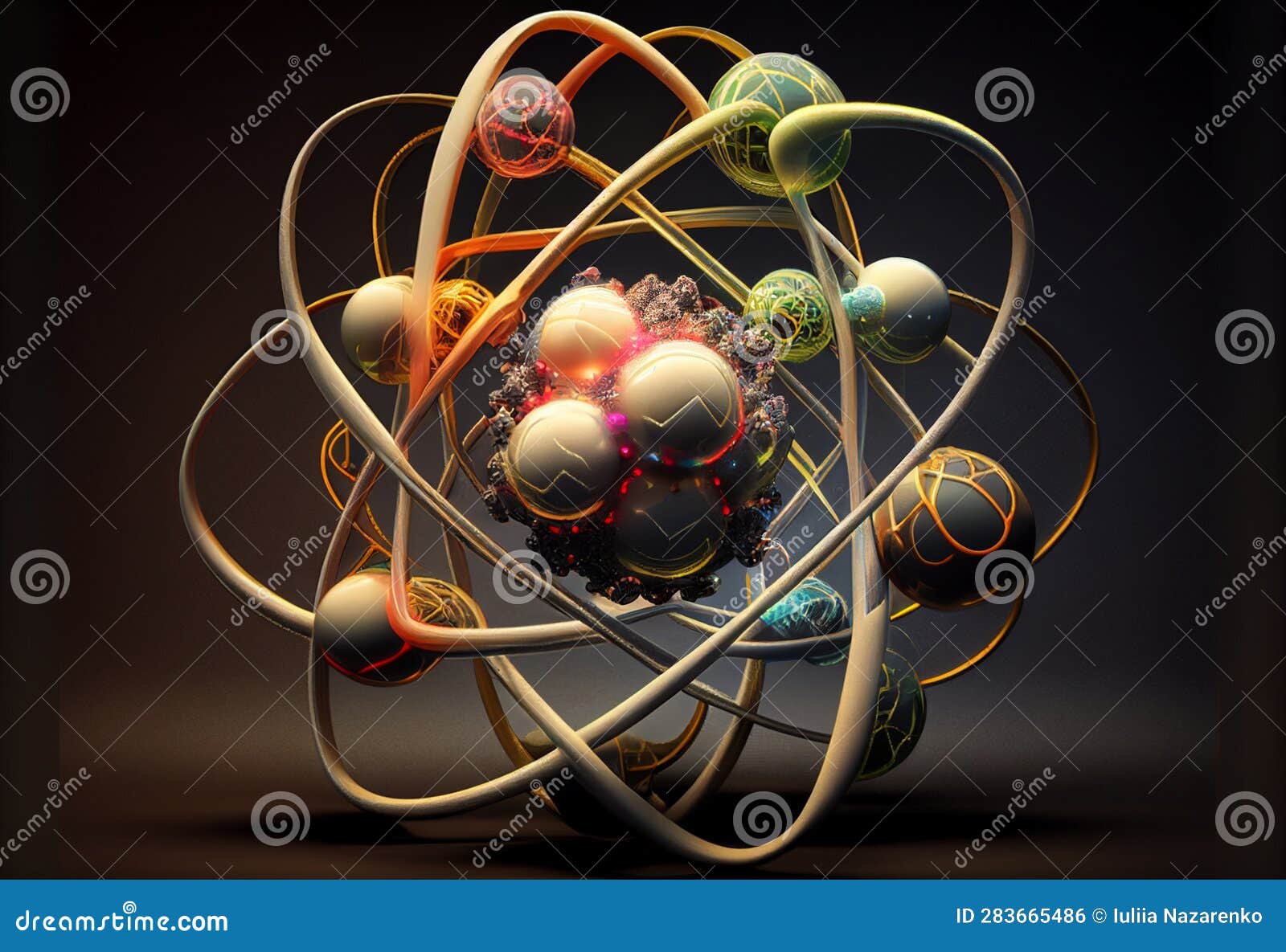The Structure of the Atom on Dark Background. AI Generated Stock ...