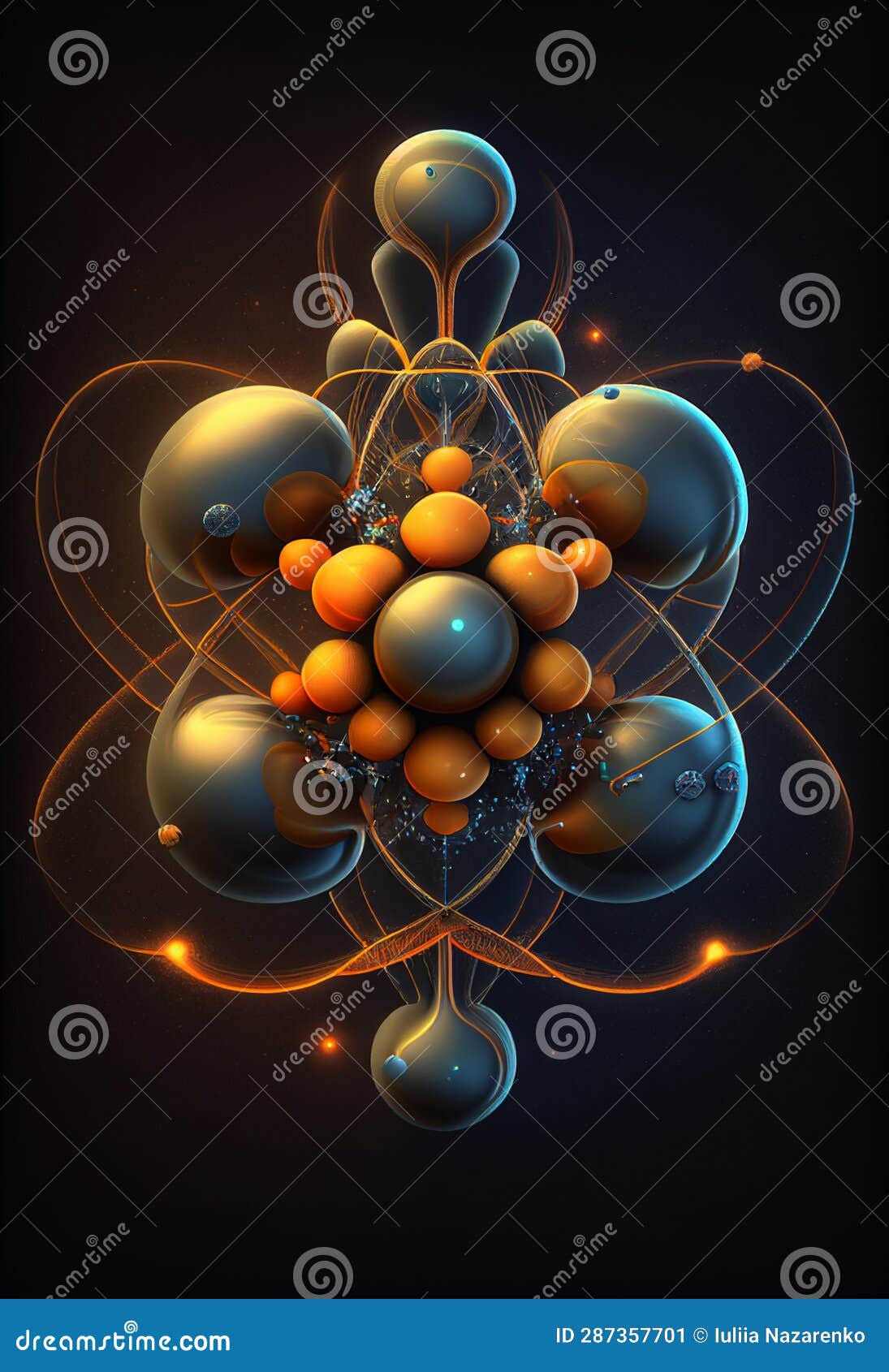 The Structure of the Atom on Dark Background. AI Generated Stock ...