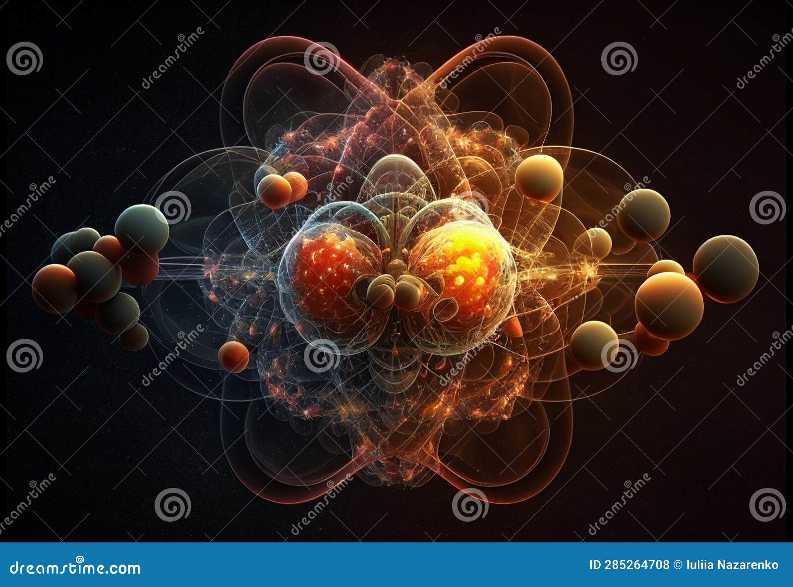 The Structure of the Atom on Dark Background. AI Generated Stock ...