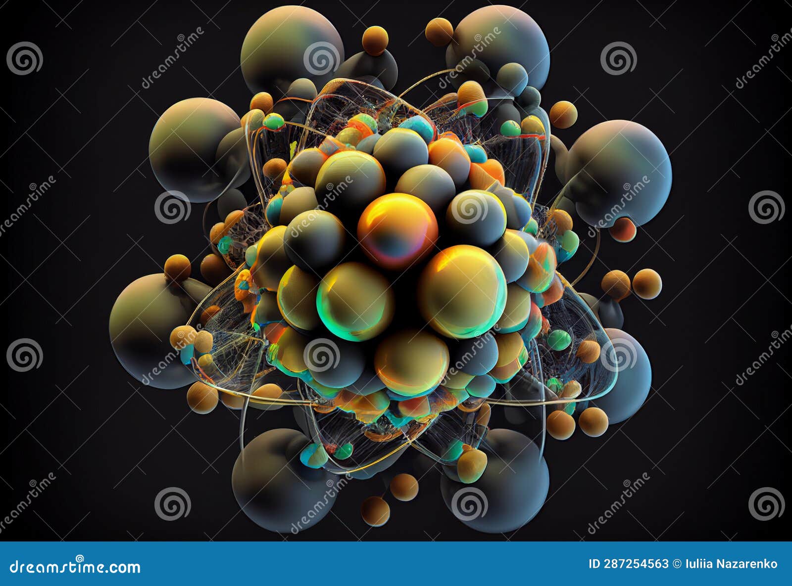 The Structure of the Atom on Dark Background. AI Generated Stock ...