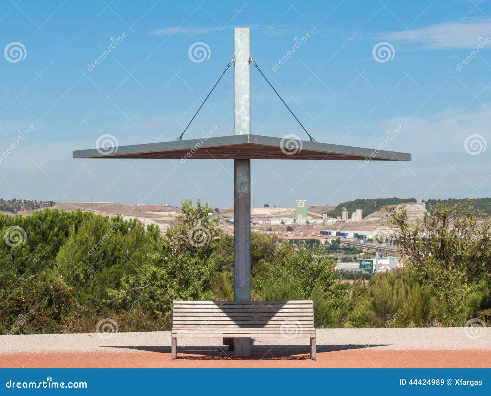 Structure of Bench and Shade Platform Stock Image - Image of green ...