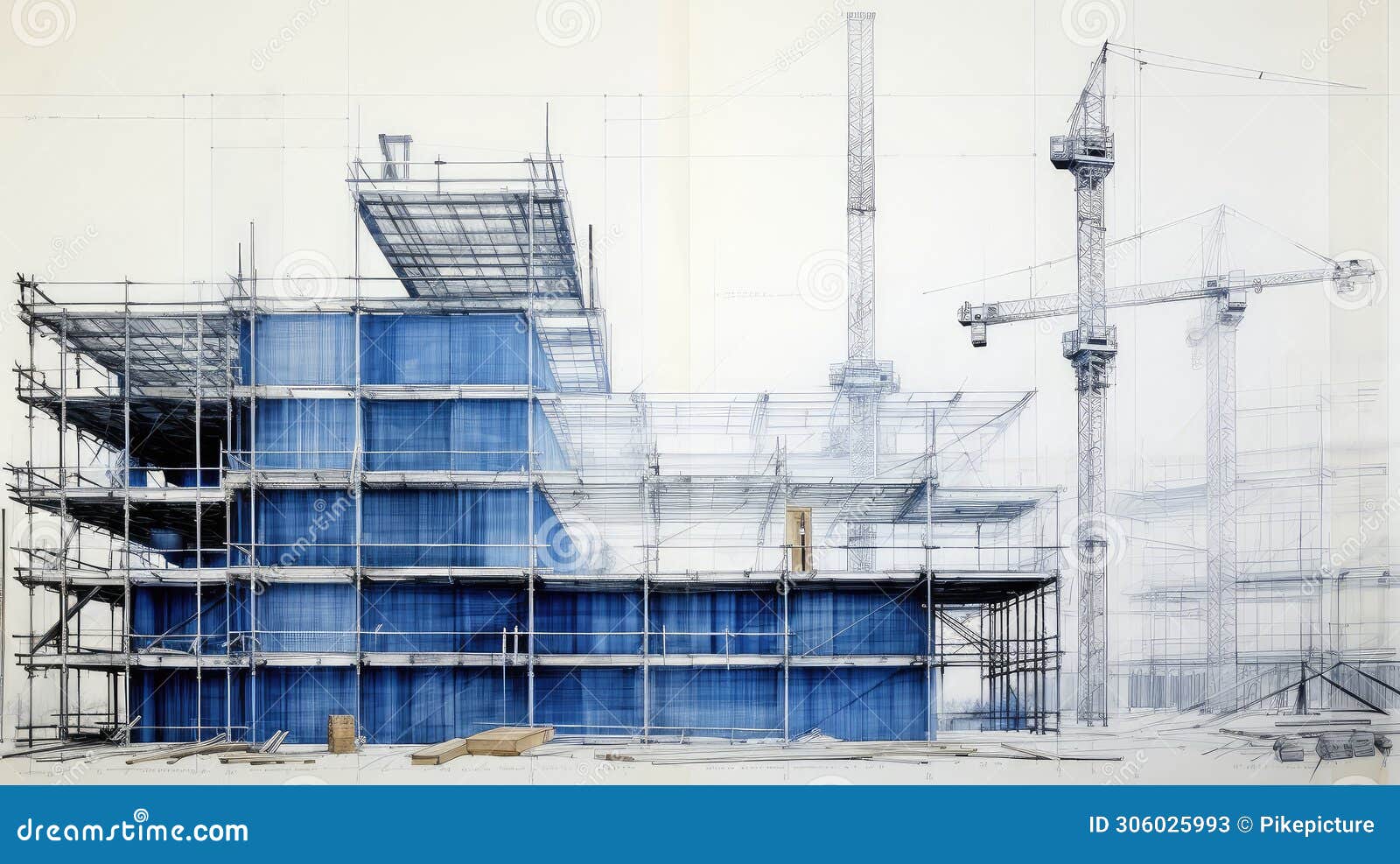 Structure Blueprint Building Stock Illustration - Illustration of ...