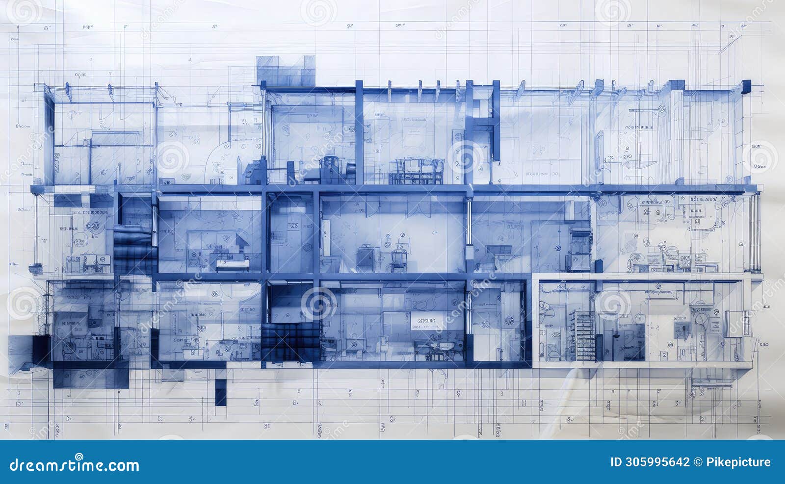 Structure Blueprint of Building Stock Illustration - Illustration of ...