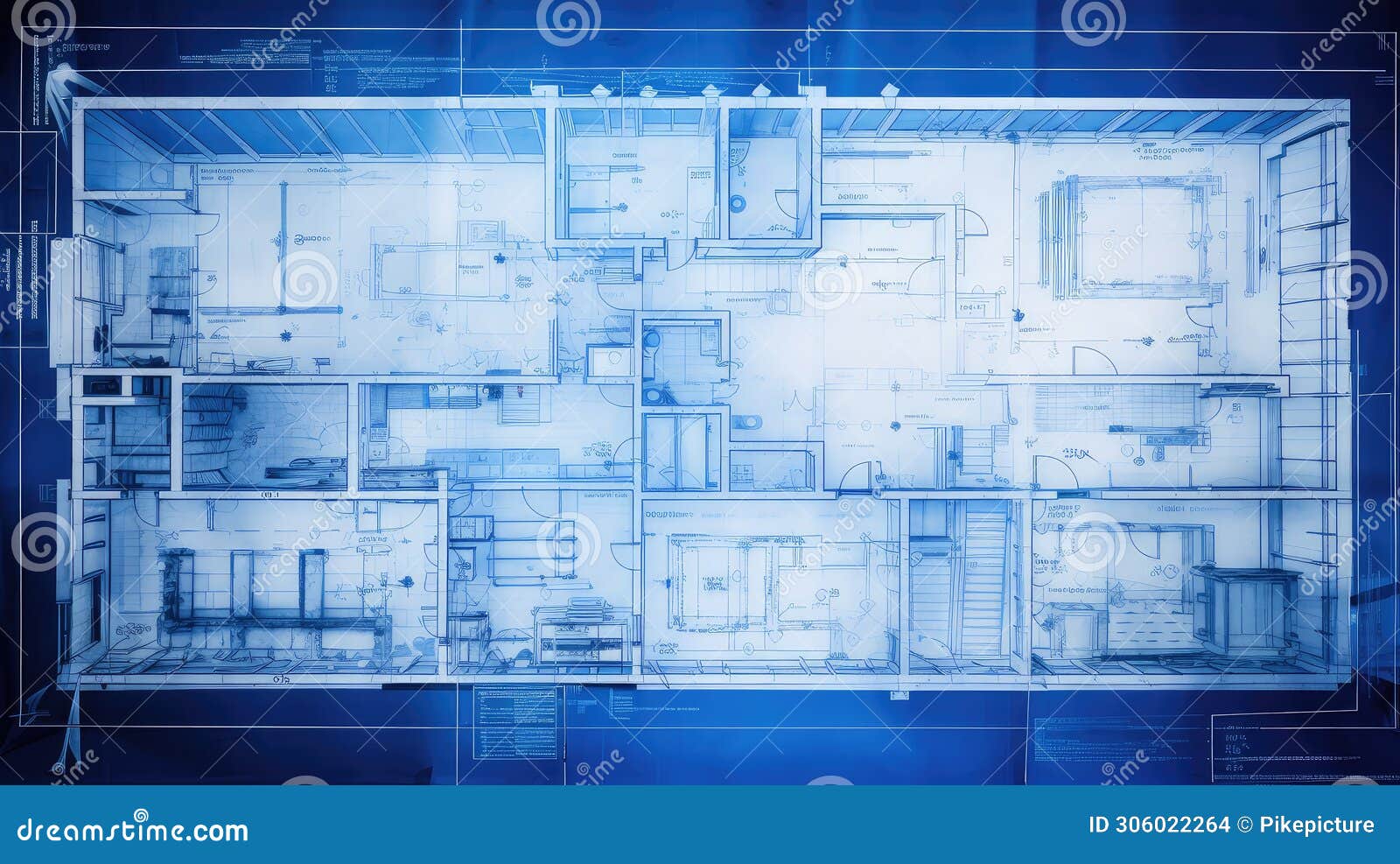 Structure Blueprint of Building Stock Illustration - Illustration of ...