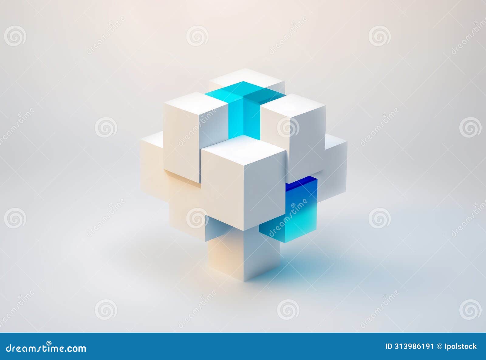Structure Builded with Cubes Isolated on White Background Stock ...