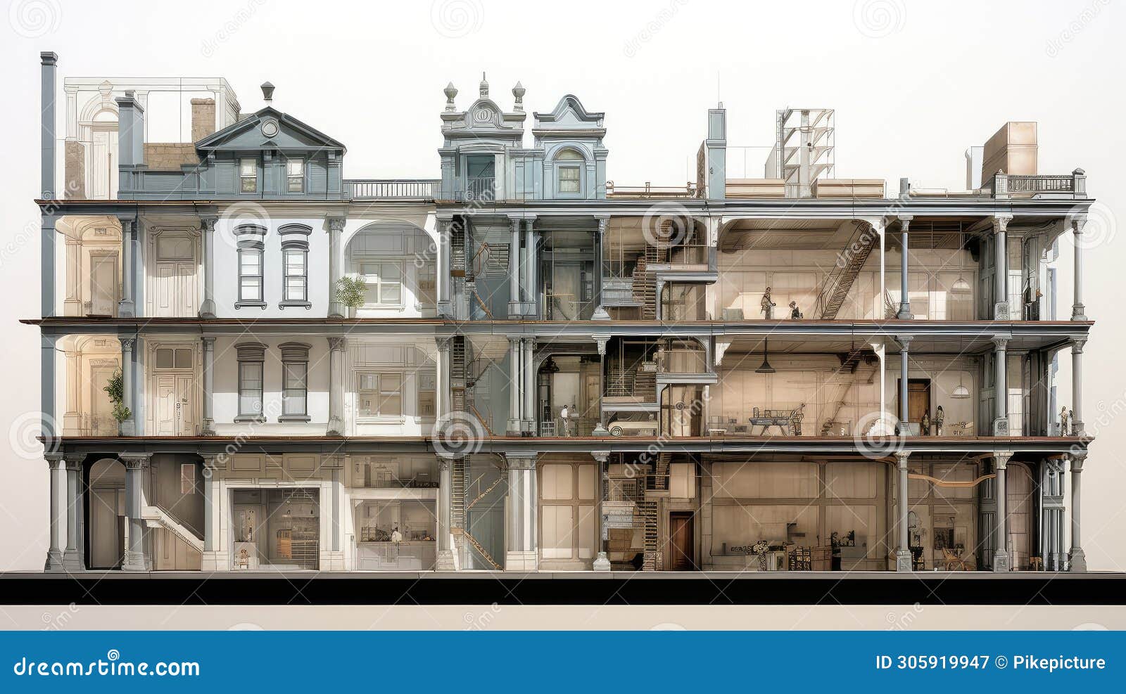 Structure Building Cross Section Stock Illustration - Illustration of ...