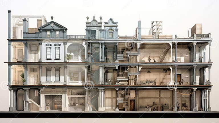 Structure Building Cross Section Stock Illustration - Illustration of ...