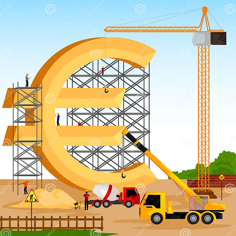 Structure building of Euro stock vector. Illustration of concept - 68885978
