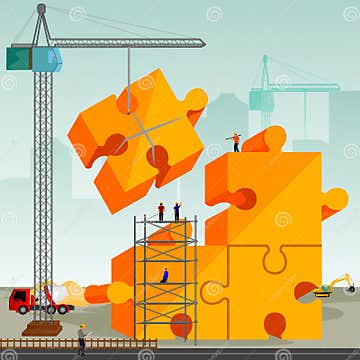 Structure Building of Jigsaw Puzzle Stock Vector - Illustration of ...