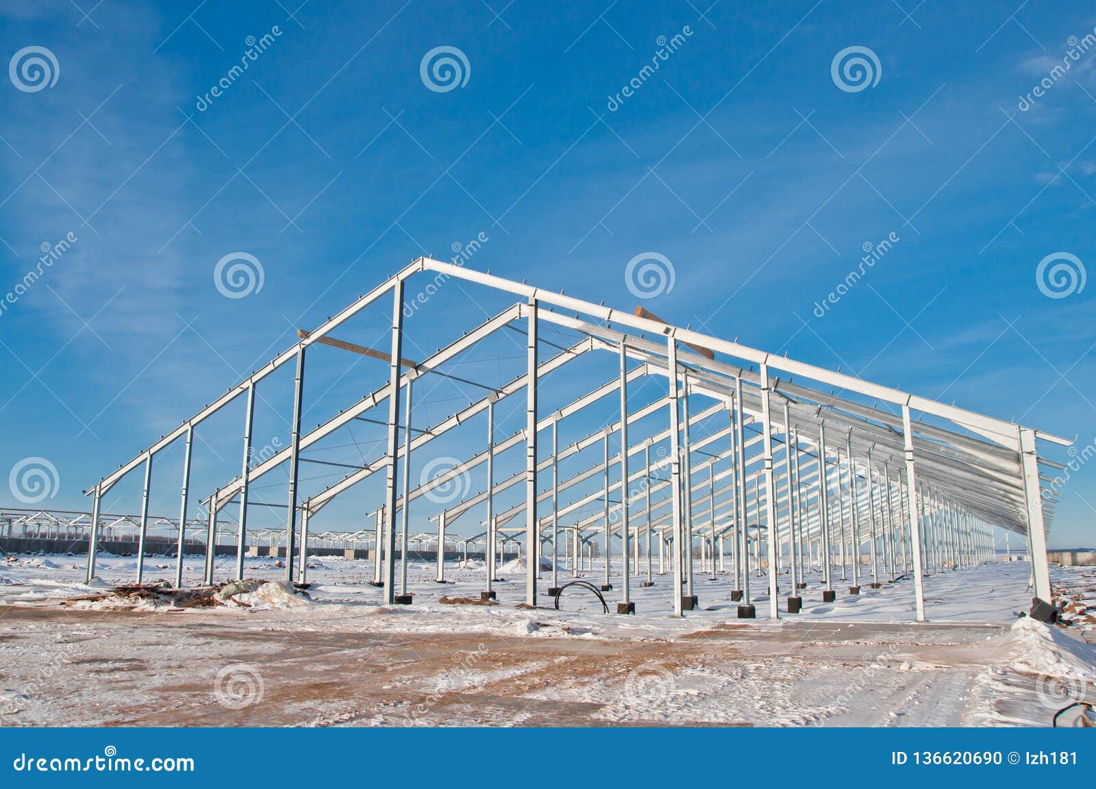 Steel Construction on the Background of the Winter Landscape. Stock ...
