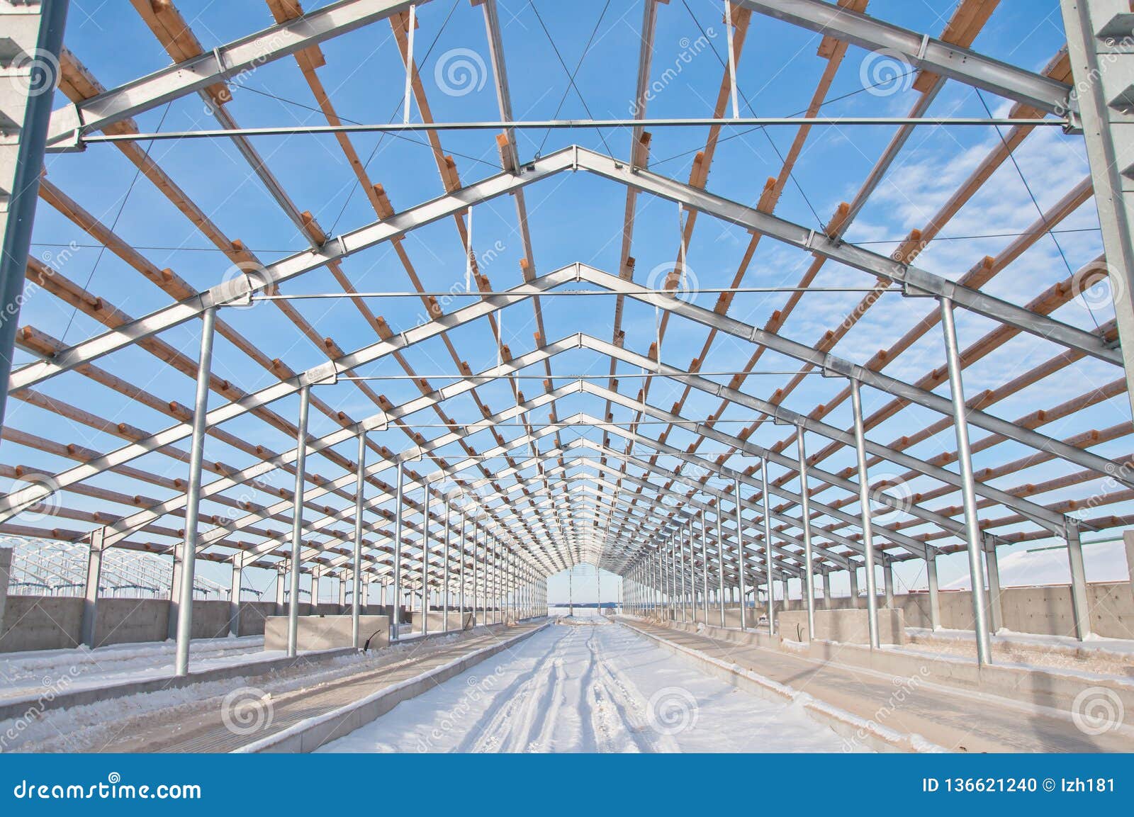 Steel Construction on the Background of the Winter Landscape. Stock ...