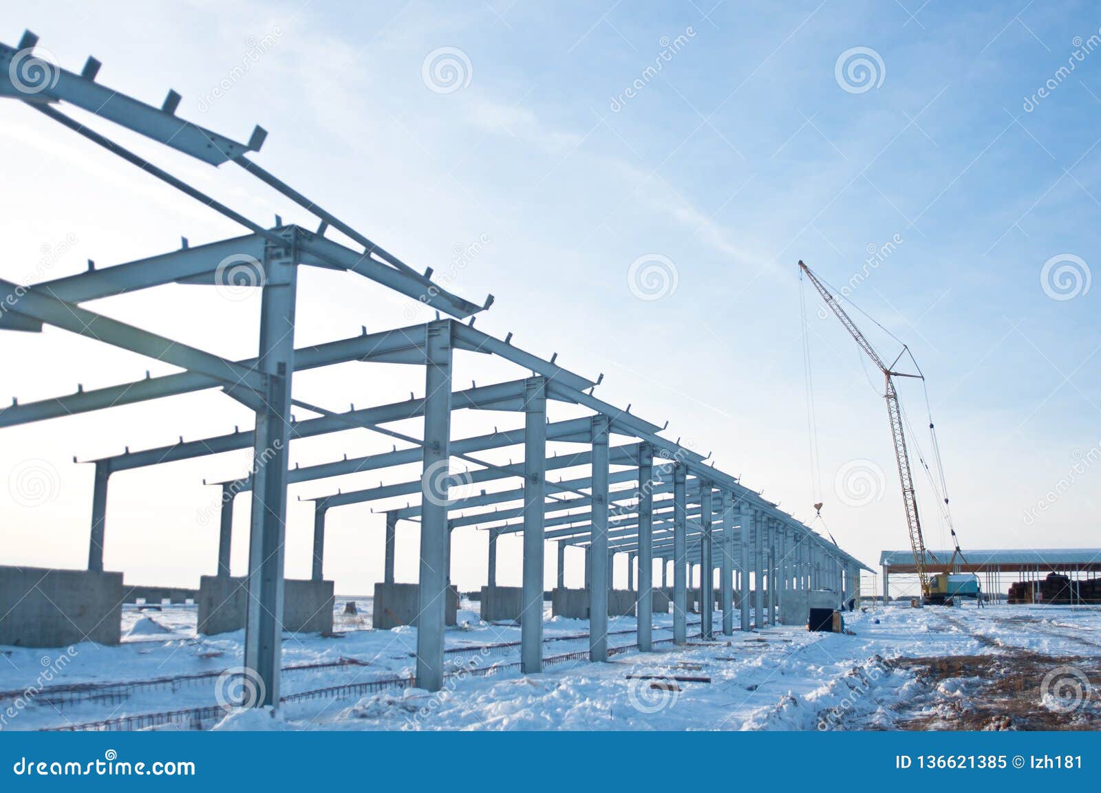 Steel Construction on the Background of the Winter Landscape. Stock ...