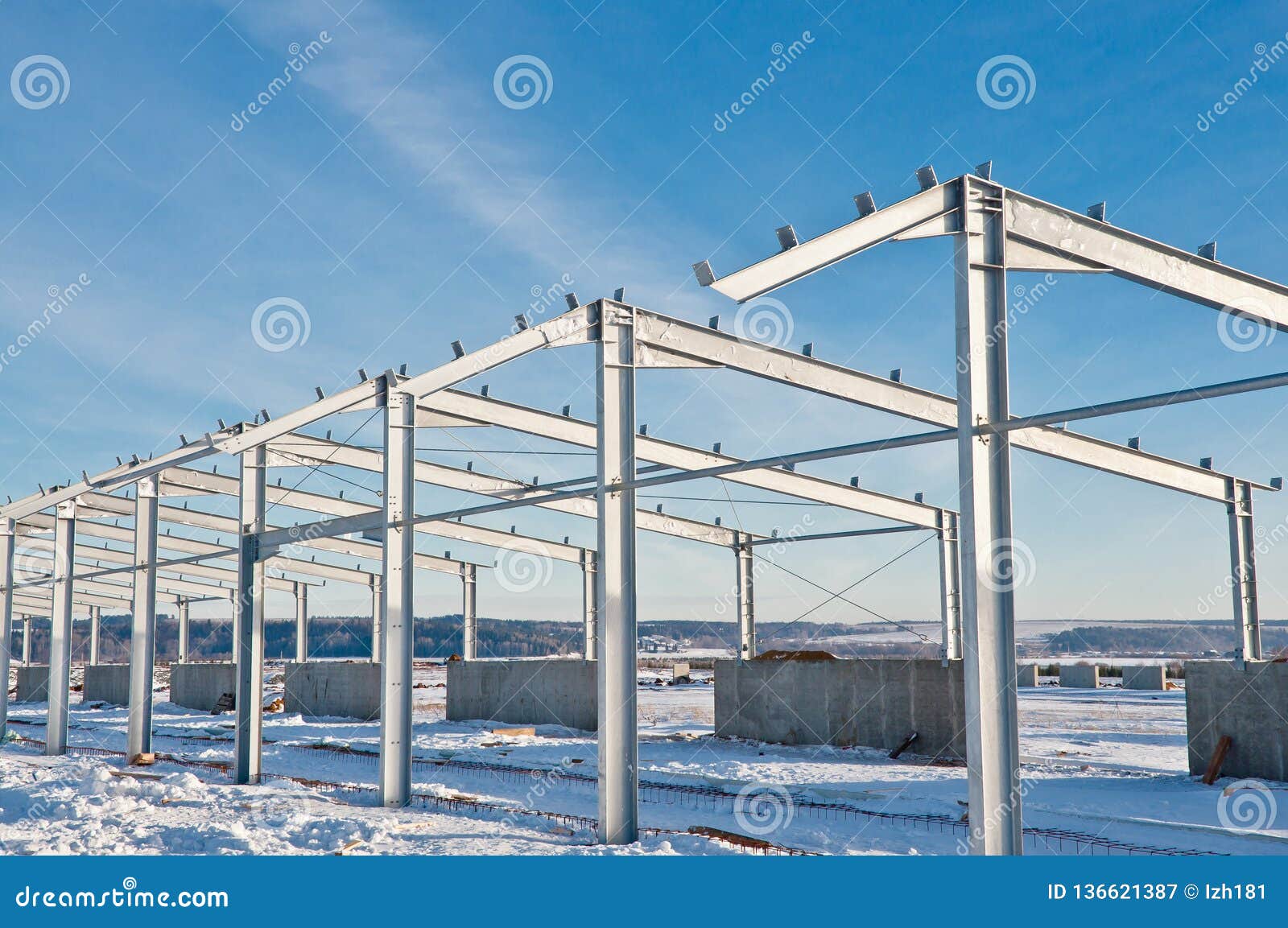Steel Construction on the Background of the Winter Landscape. Stock ...