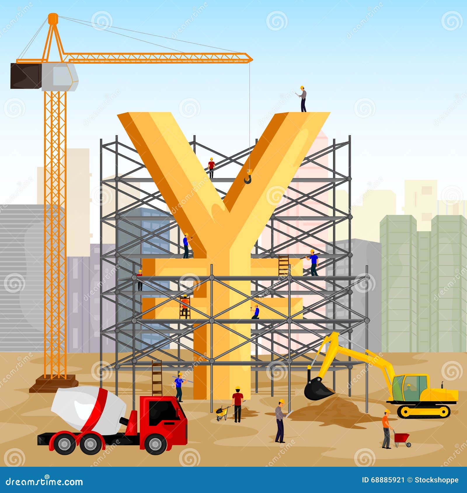 Structure building of Yen stock vector. Illustration of deposit - 68885921