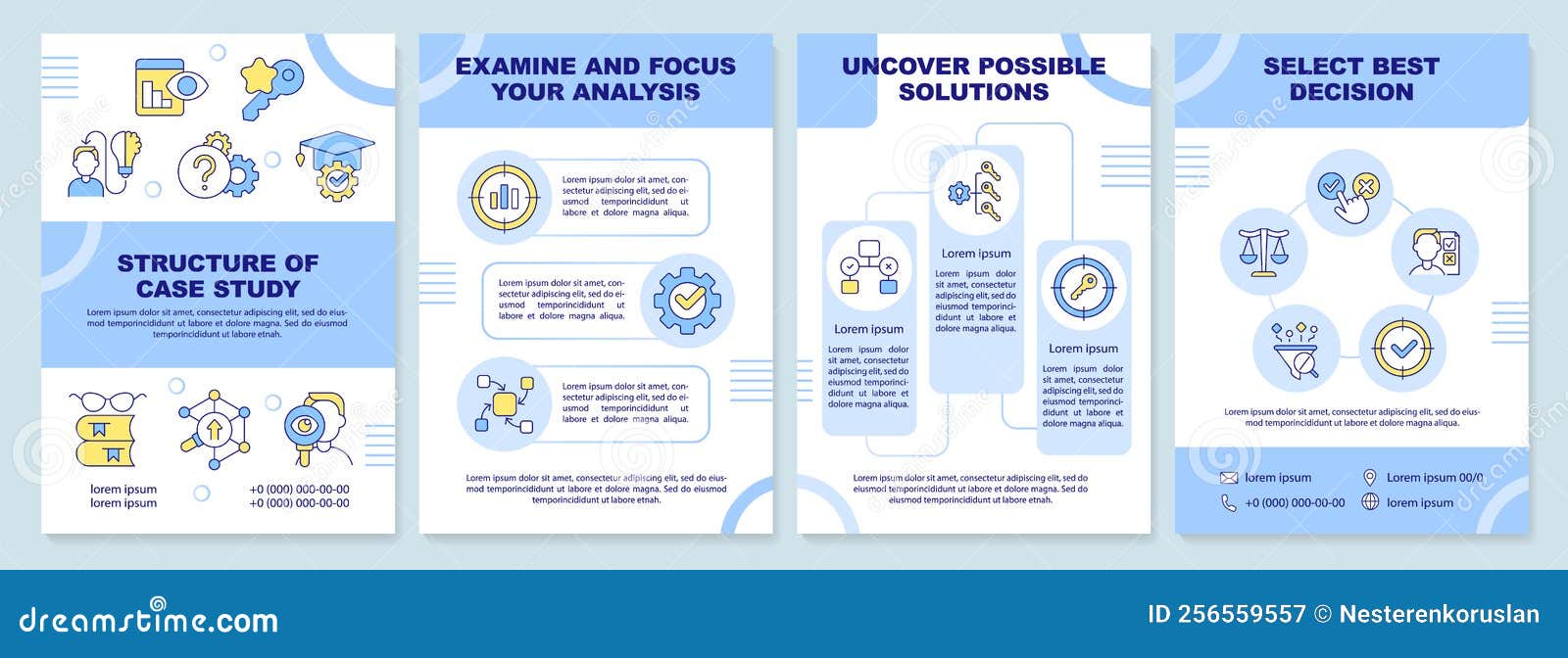 Structure of Case Study Blue Brochure Template Stock Vector ...