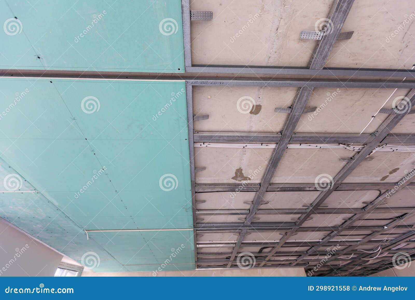 Structure of Ceiling Suspension, Installation of Gypsum Plasterboard ...