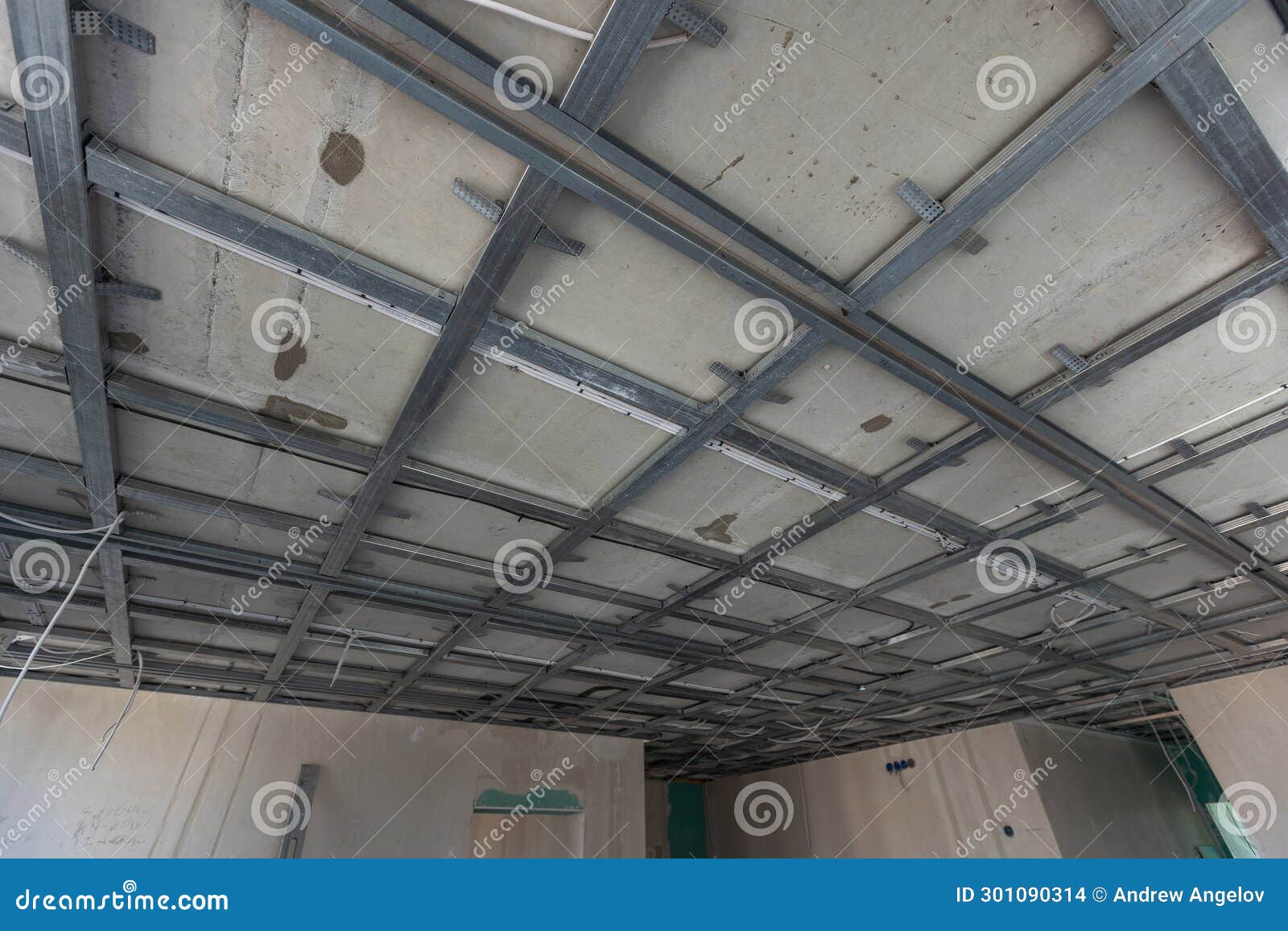 Structure of Ceiling Suspension, Installation of Gypsum Plasterboard ...