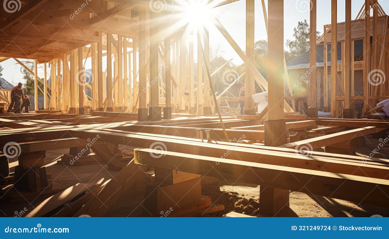Structure Construction Timber Frame Stock Illustration - Illustration ...