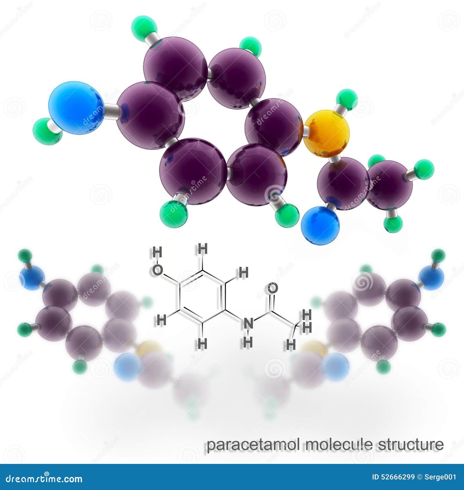 Structure De Molécule De Paracétamol Illustration Stock - Illustration ...