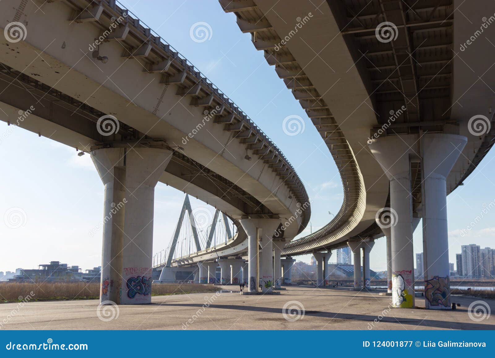 Structure Design View Under the Big Bridge Stock Image - Image of ...