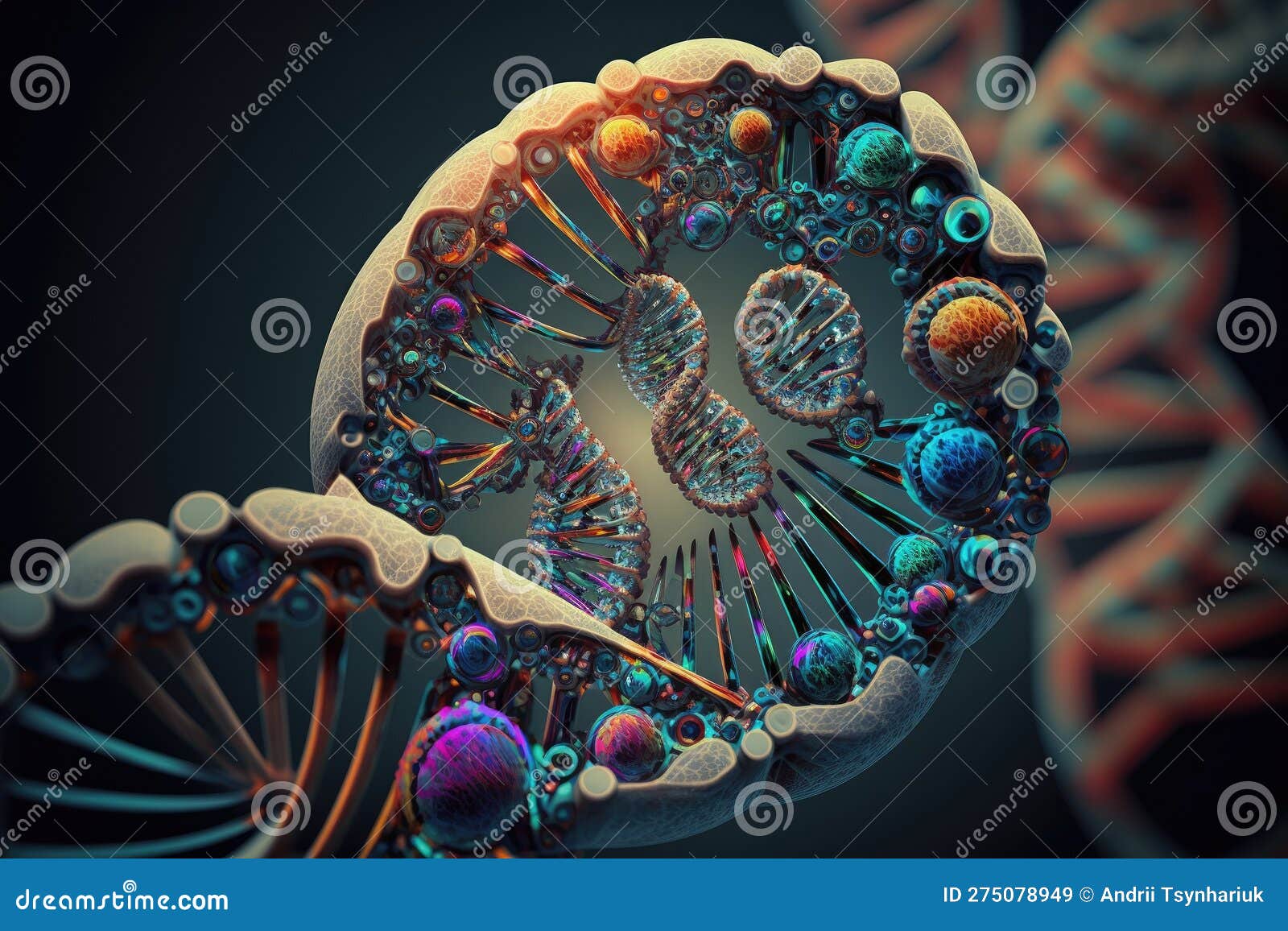 Structure of DNA Molecules, Illustration of a DNA Molecule in 3D ...