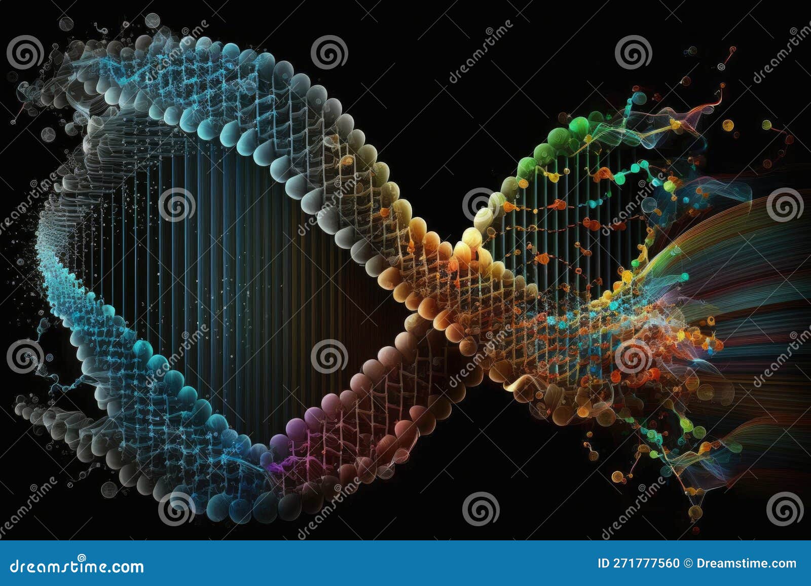 Structure of DNA Molecules, Illustration of a DNA Molecule in 3D Stock ...