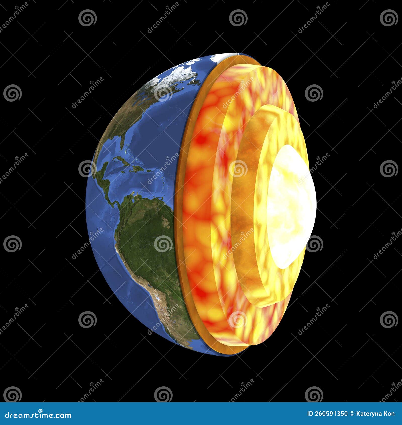 Structure of the Earth, 3D Illustration Stock Illustration ...