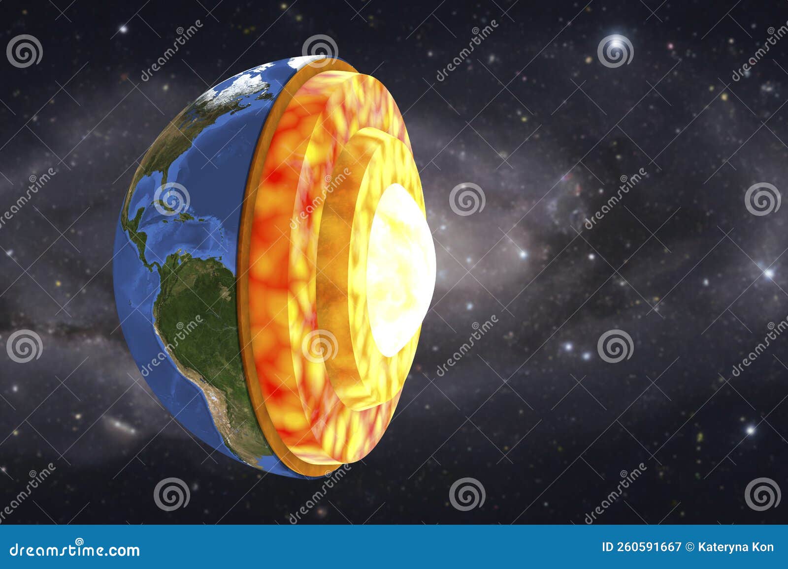 Structure of the Earth, 3D Illustration Stock Illustration ...