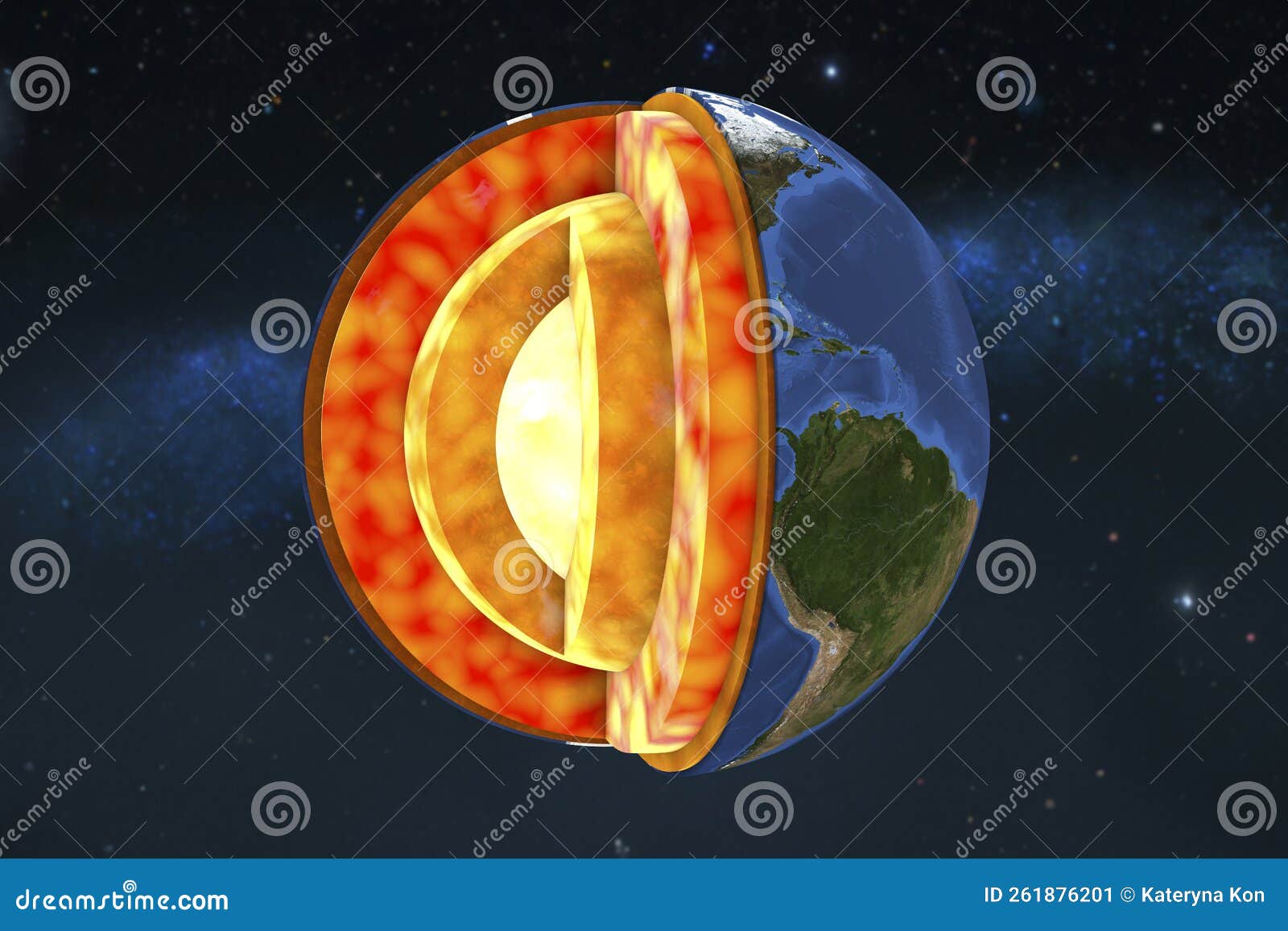 Structure of the Earth, 3D Illustration Stock Illustration ...