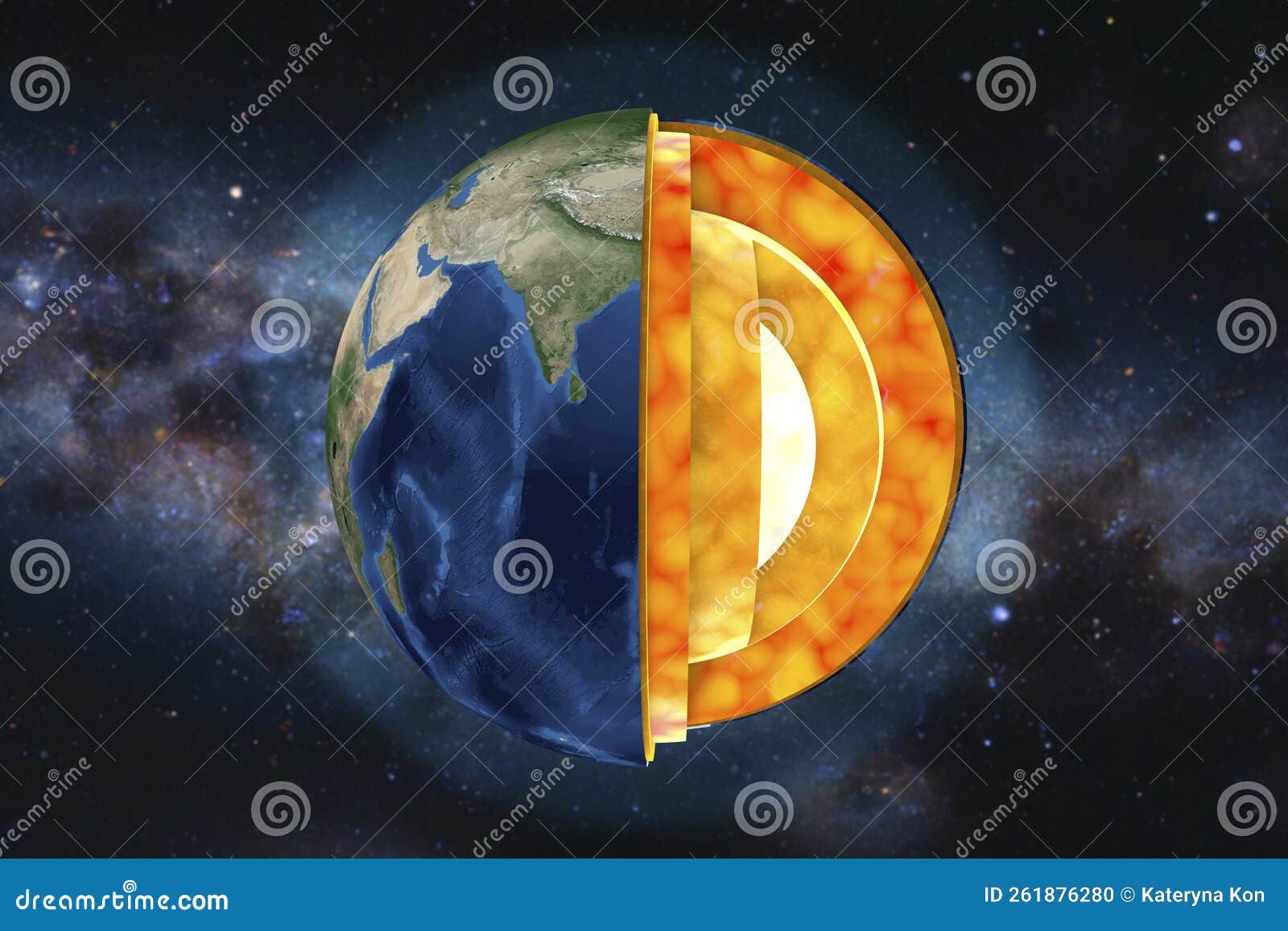 Structure of the Earth, 3D Illustration Stock Illustration ...