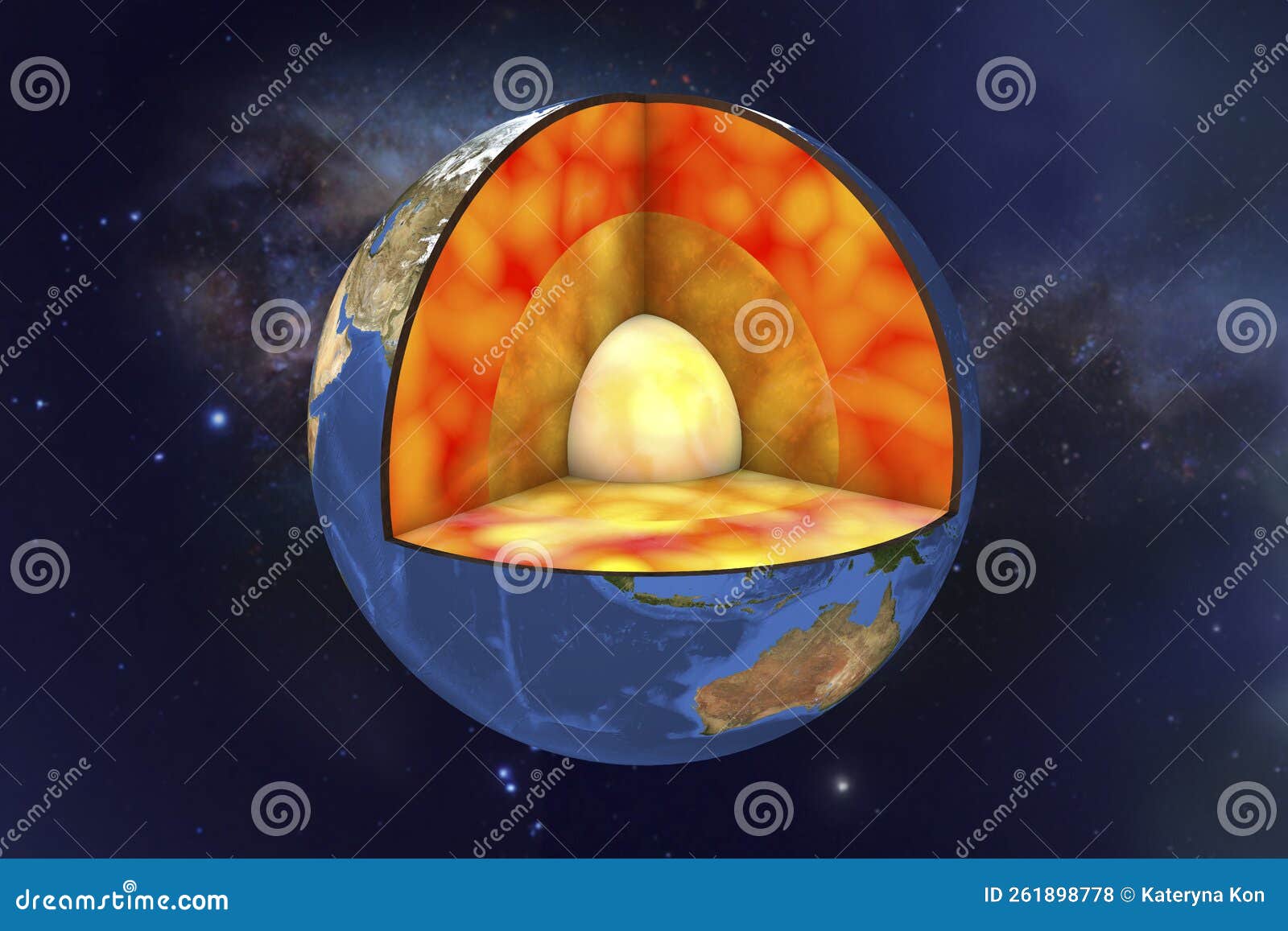 Structure of the Earth, 3D Illustration Stock Illustration ...