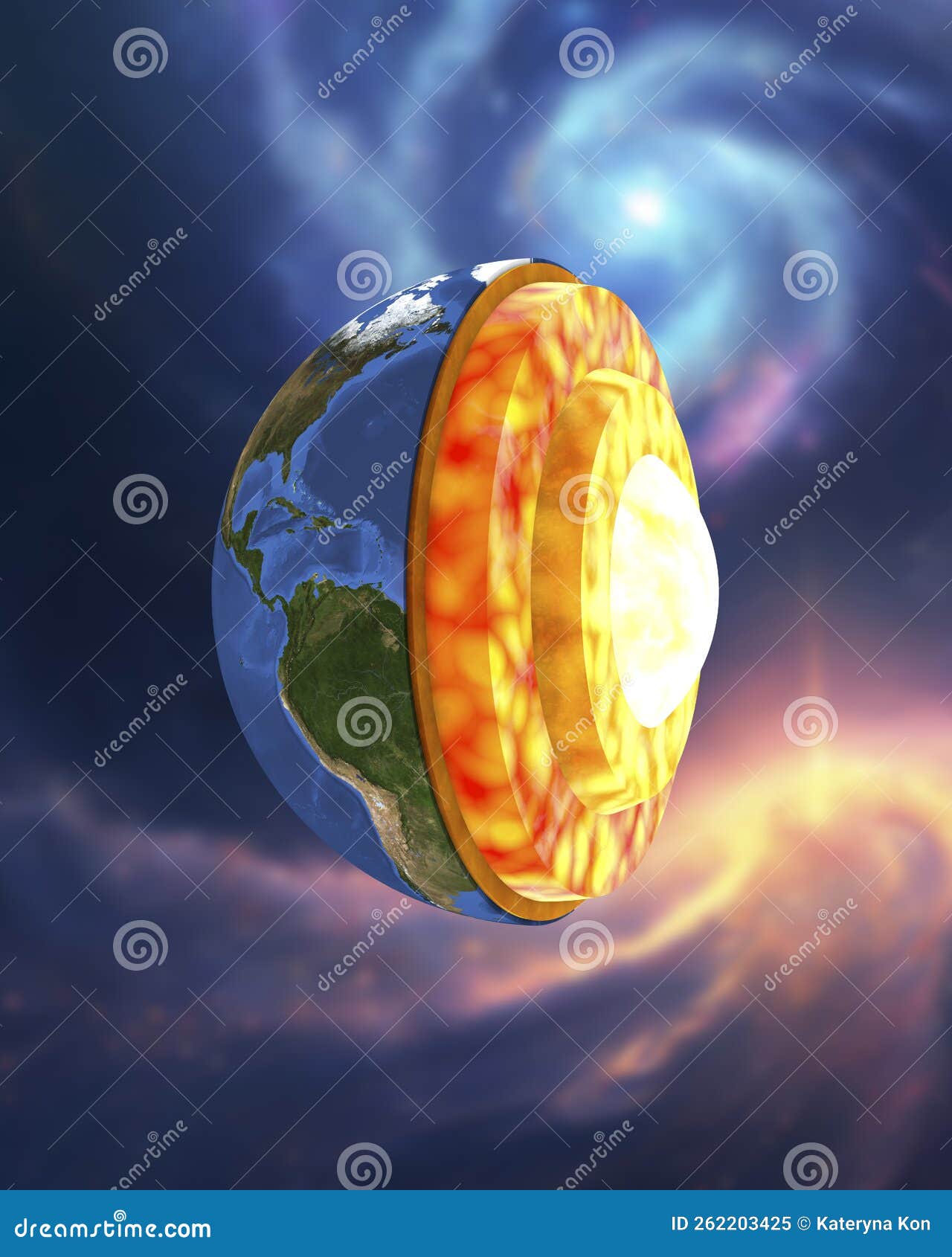 Structure of the Earth, 3D Illustration Stock Illustration ...