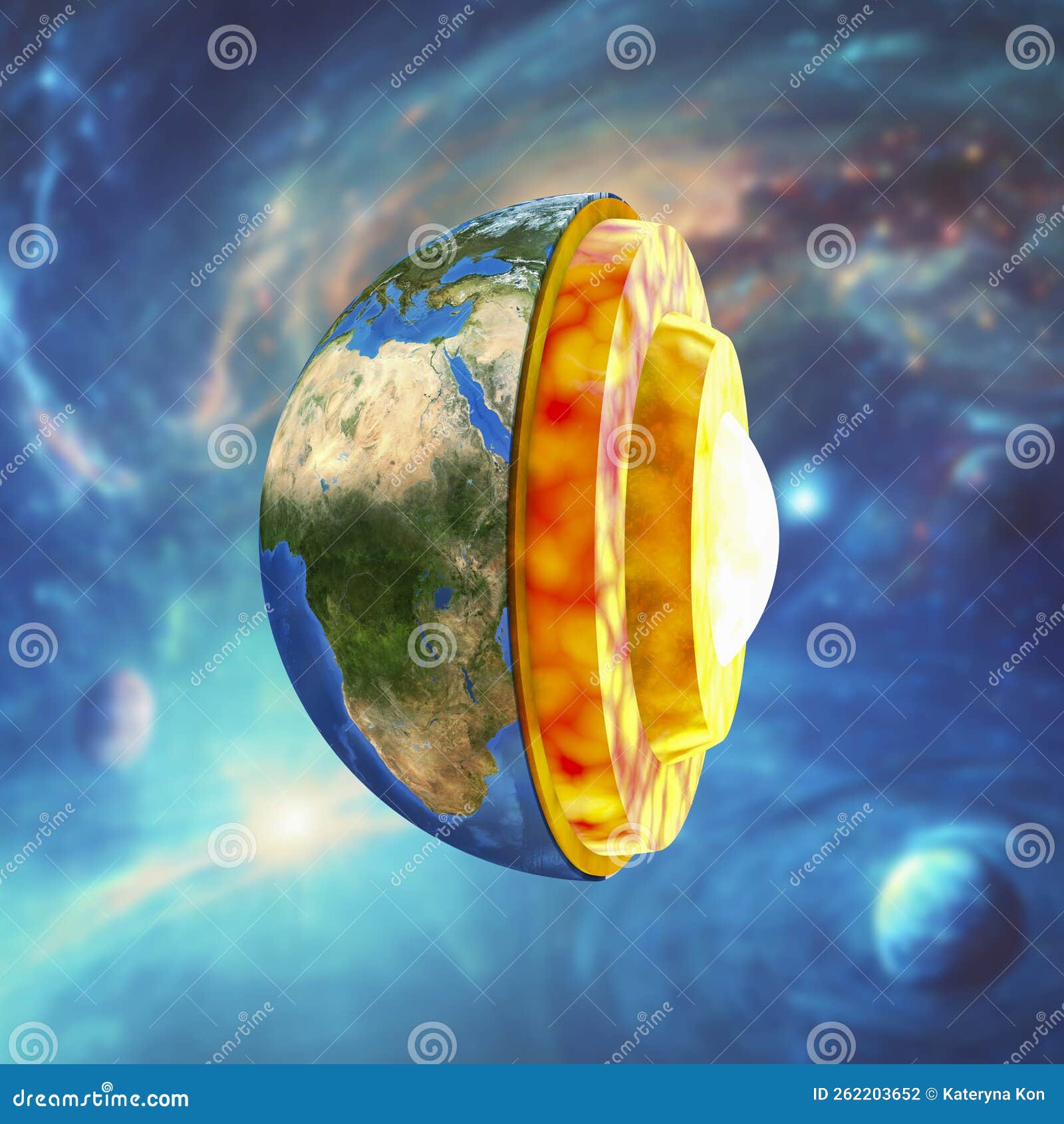Structure of the Earth, 3D Illustration Stock Illustration ...