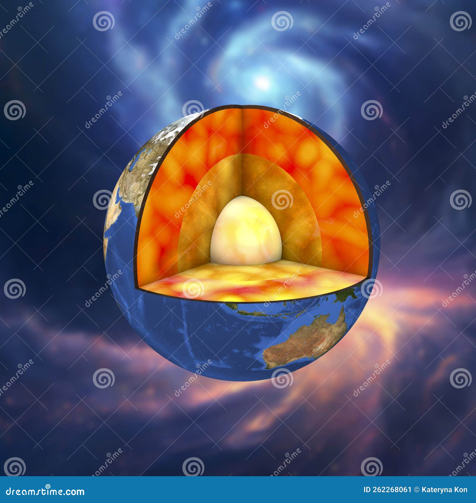 Structure of the Earth, 3D Illustration Stock Illustration ...