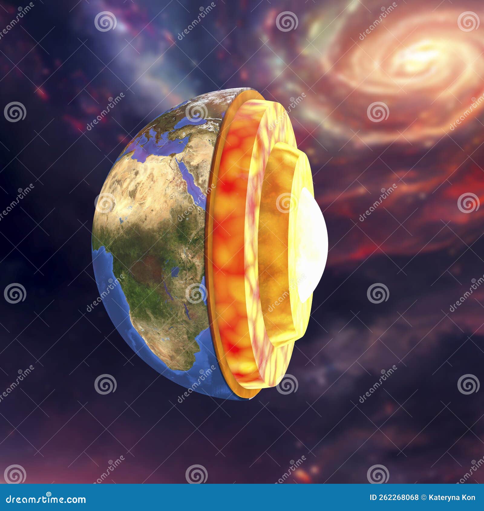 Structure of the Earth, 3D Illustration Stock Illustration ...