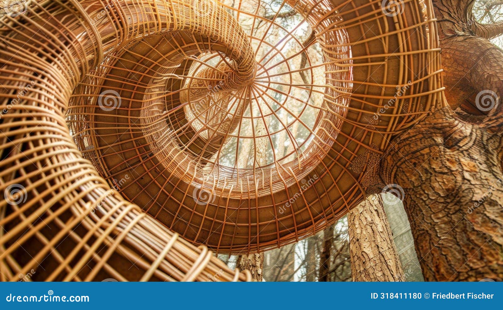 Structure En Spirale En Bois Complexe Suspendue Dans Le Paysage ...