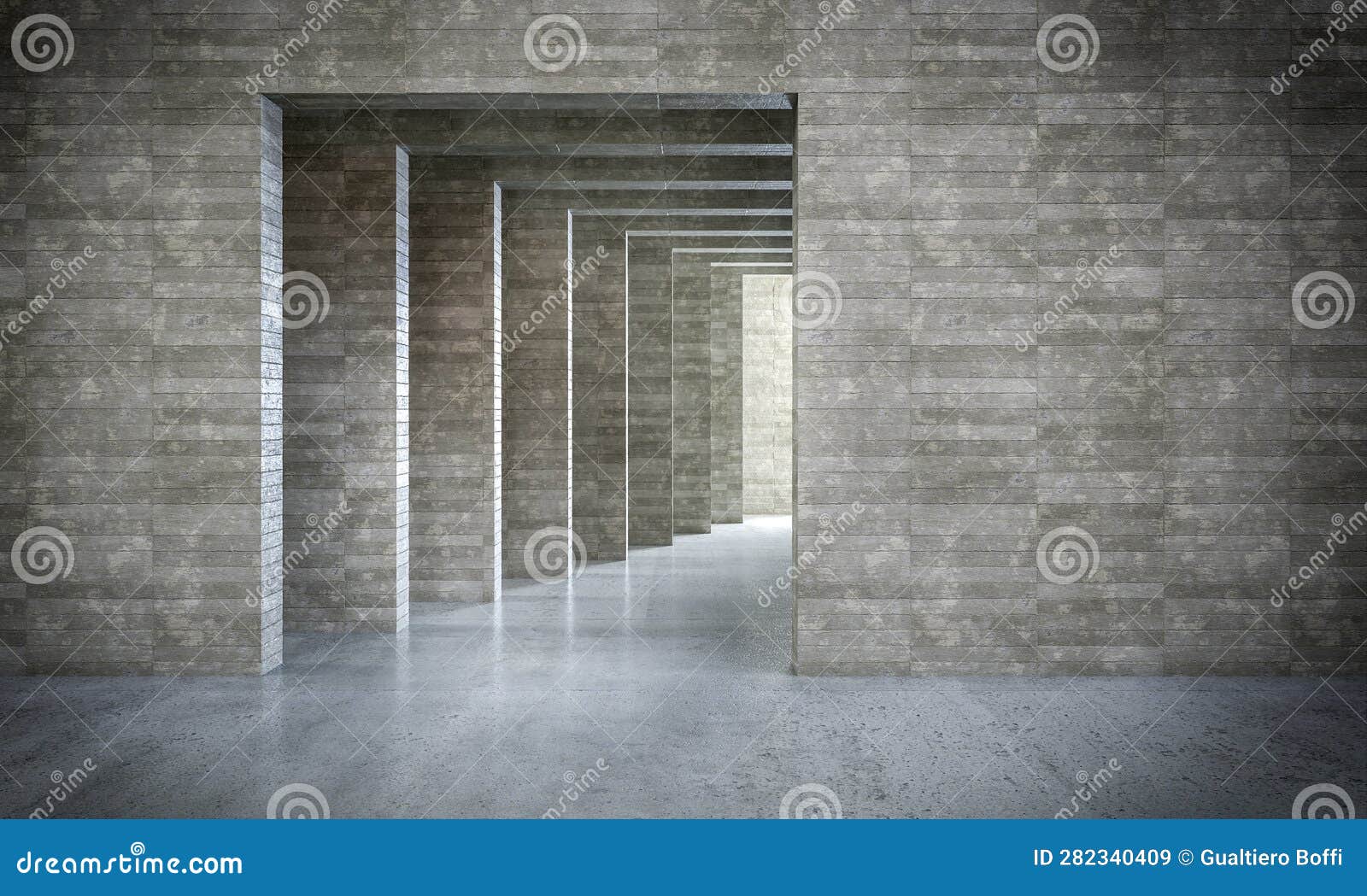 Structure with Exposed Reinforced Concrete Central Passageway Stock ...