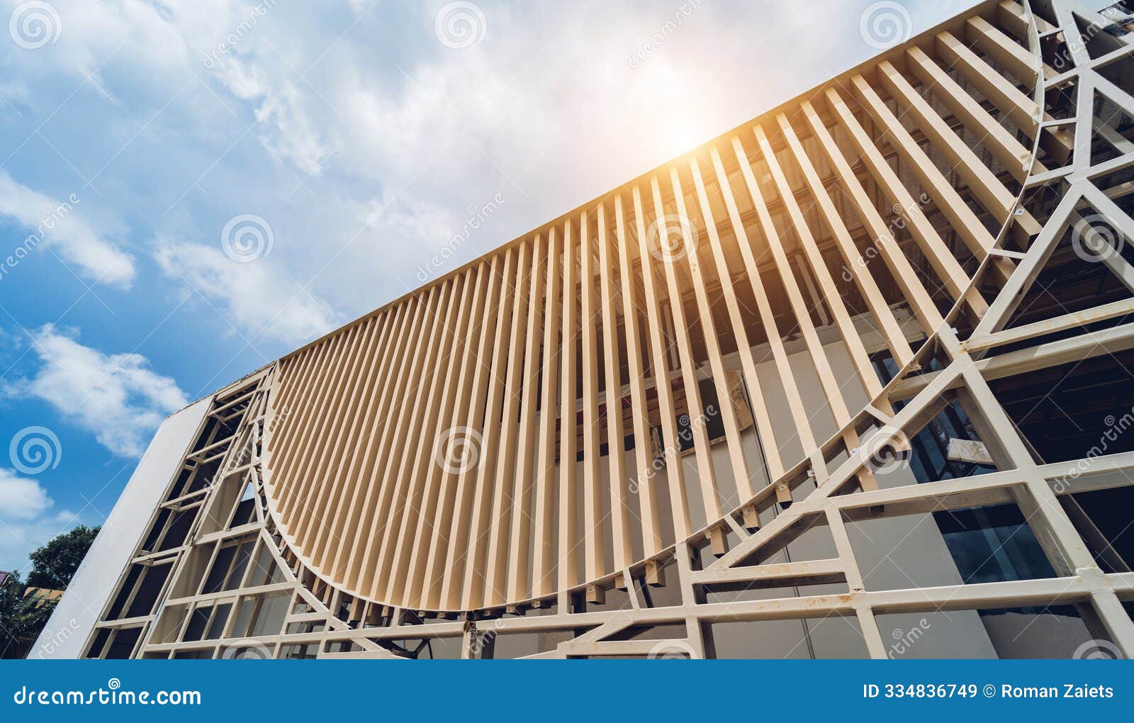 A Structure Featuring Wooden Slats on Construction Site Contributing To ...