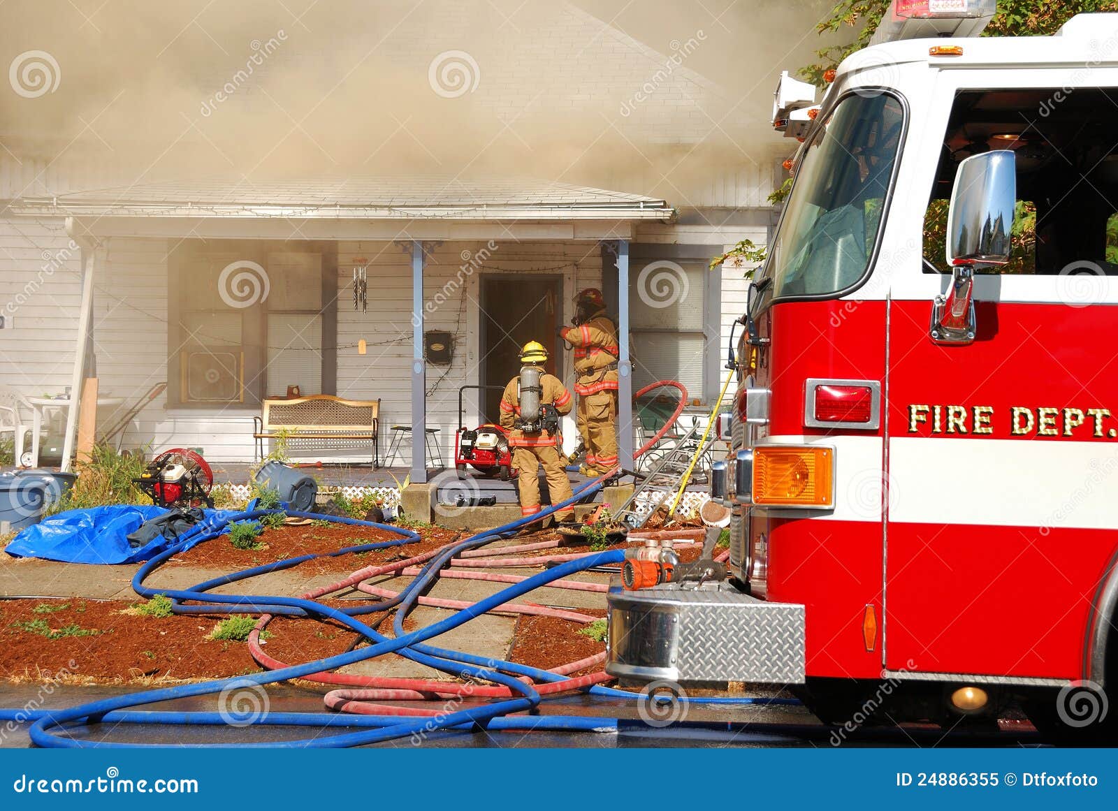 Structure Fire stock image. Image of house, hose, inferno - 24886355