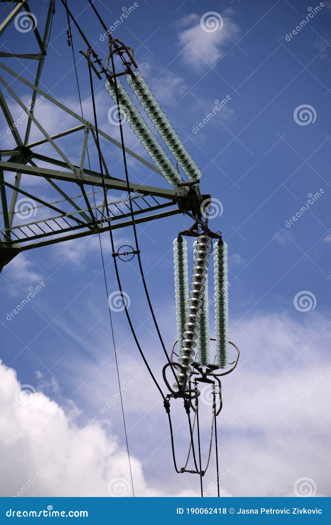 The Structure of the High Voltage Electricity Pole Close Up Stock Photo ...