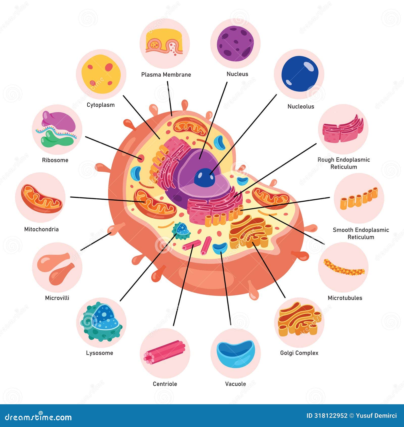 The Structure of Human Cell Stock Illustration - Illustration of ...