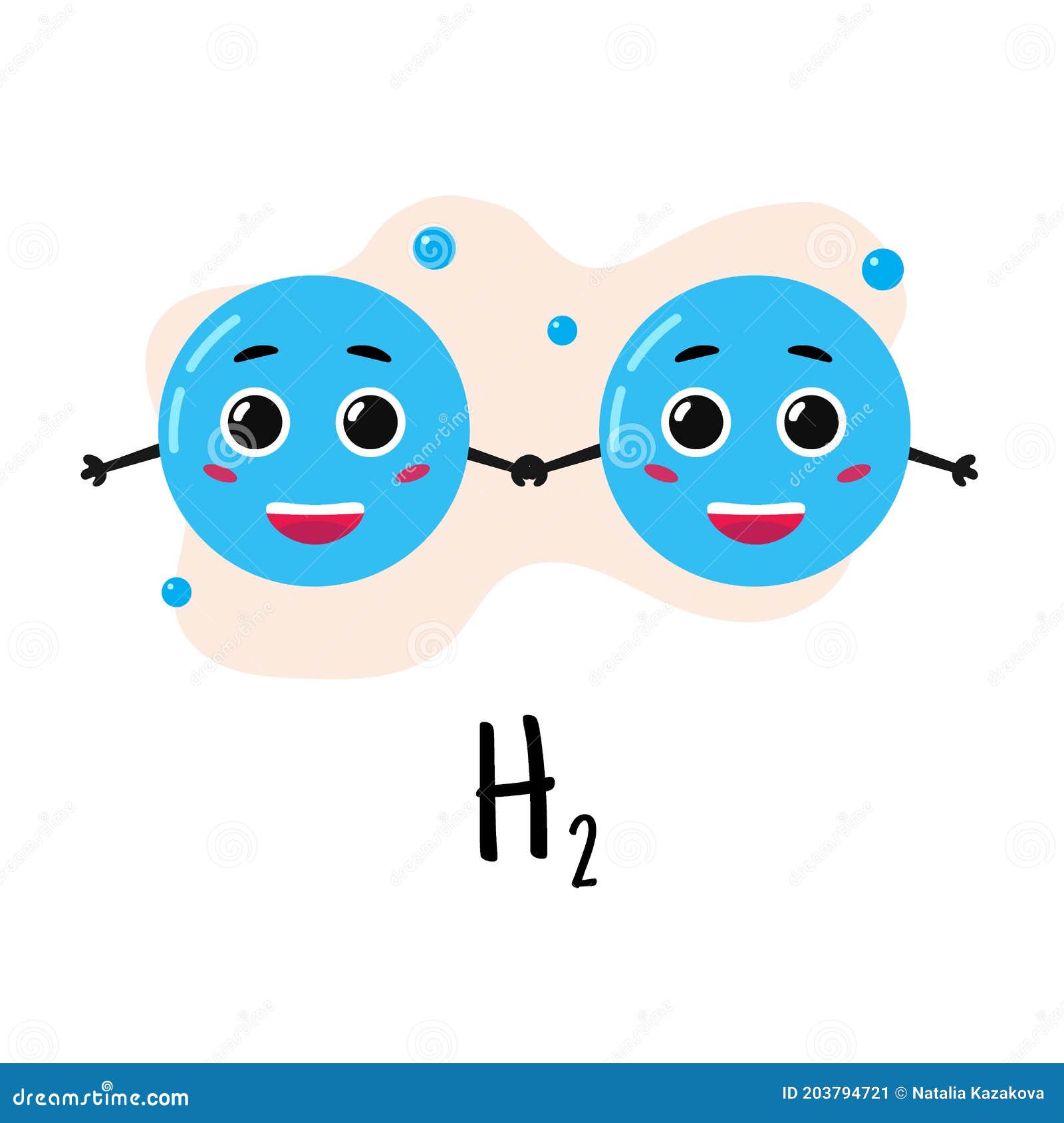 Structure of Hydrogen Molecule Stock Vector - Illustration of comic ...