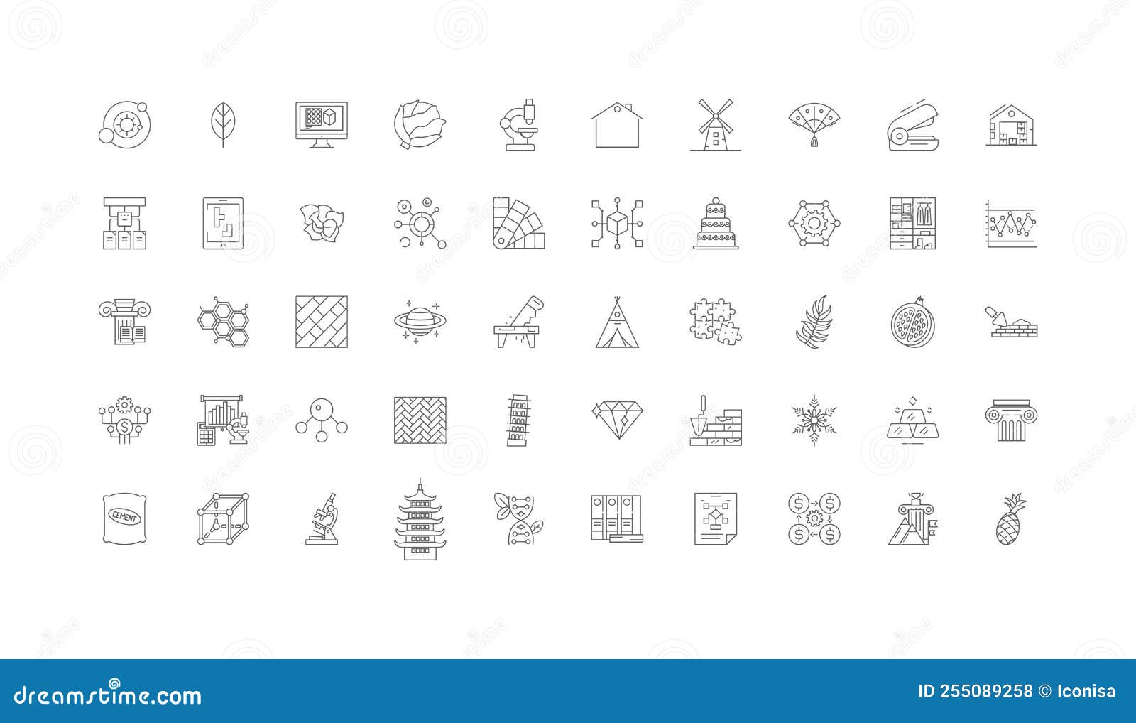 Structure Icons Ideas, Linear Icons, Line Signs Set, Vector Collection ...