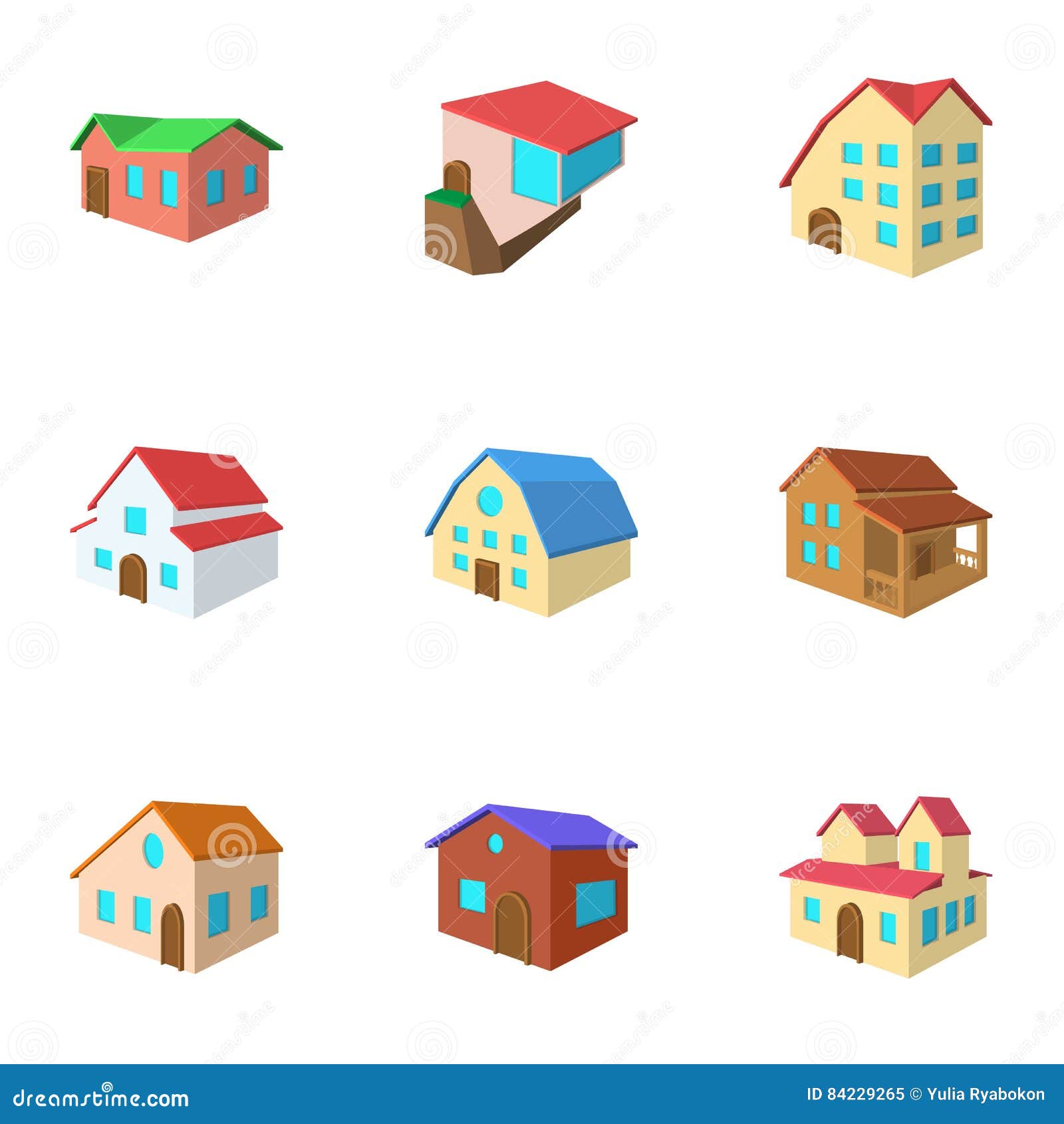 Structure Icons Set, Cartoon Style Stock Vector - Illustration of build ...