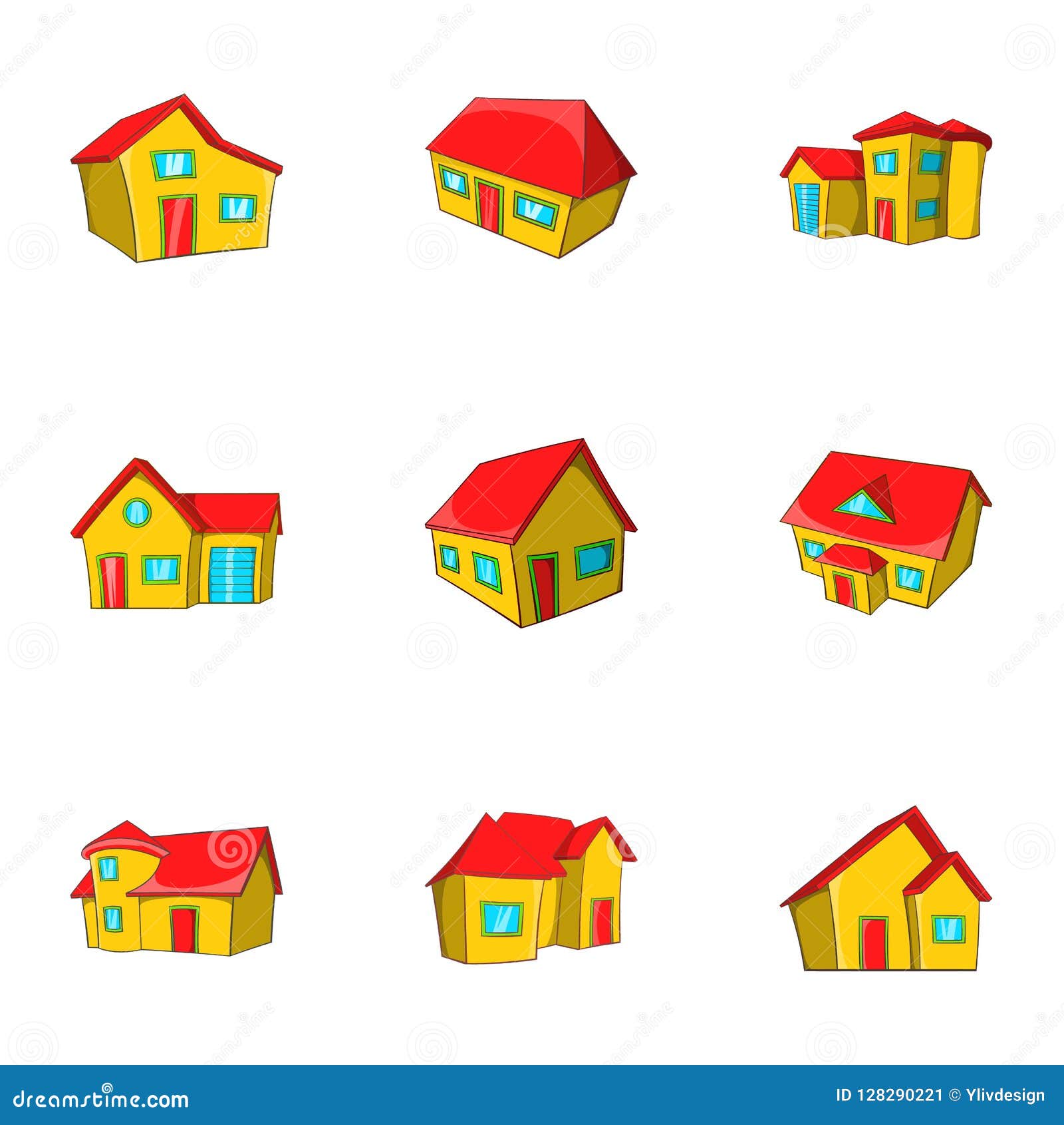 Structure Icons Set, Cartoon Style Stock Illustration - Illustration of ...