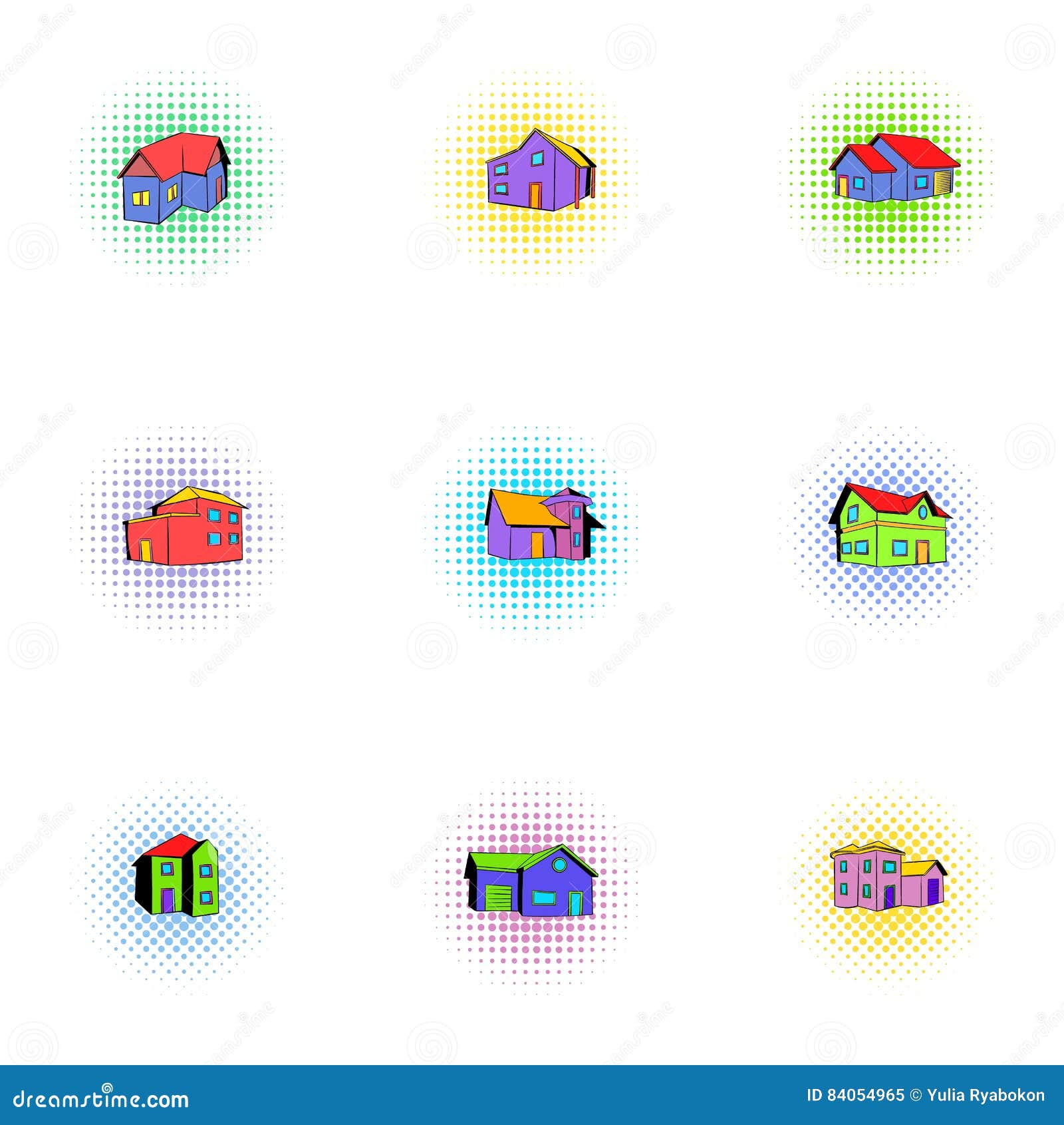 Structure Icons Set, Pop-art Style Stock Vector - Illustration of home ...