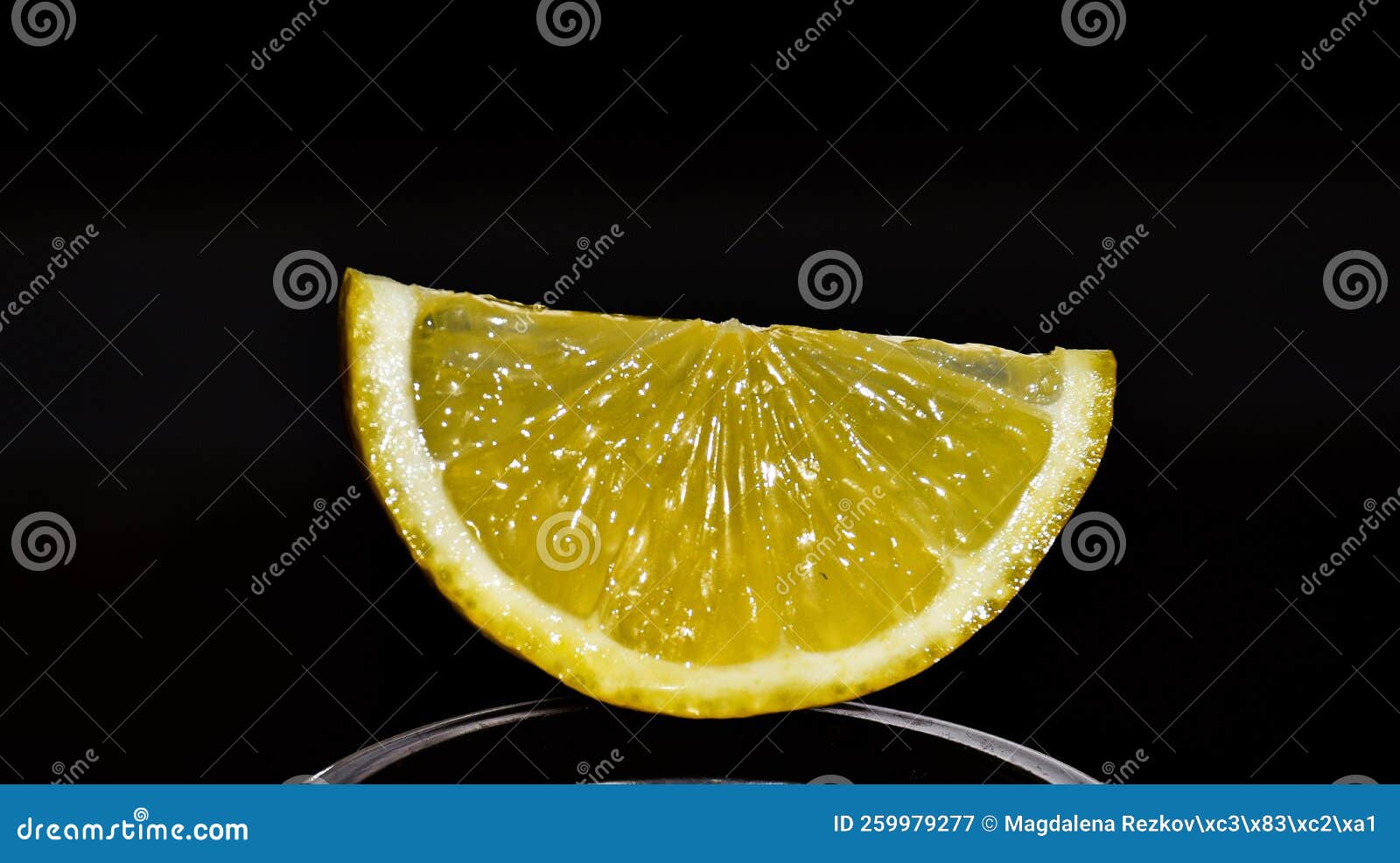 The Structure of the Lemon Wedge on the Black Background Stock Image ...