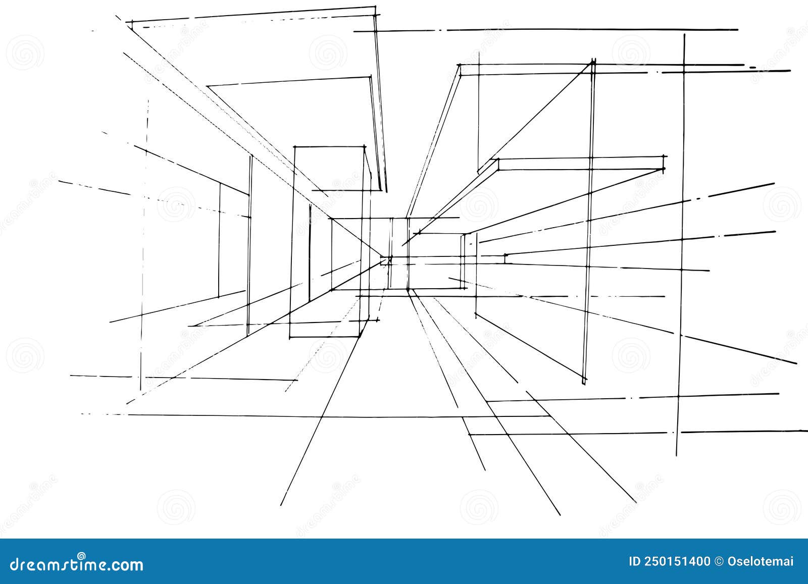 Structure Line Sketch, Hall Structure, Modern Design Stock Vector ...