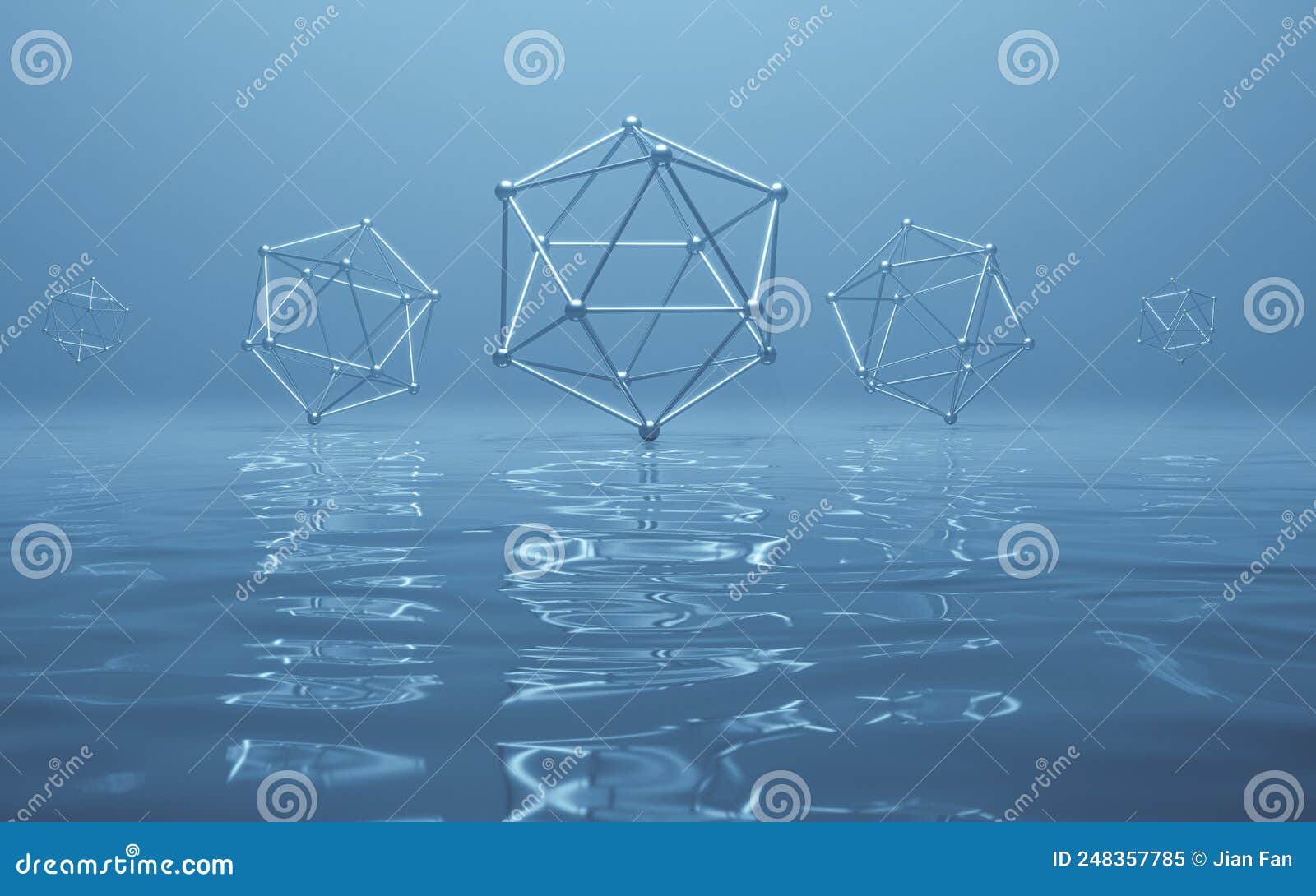 Structure Lines with Water Surface, 3d Rendering Stock Illustration ...