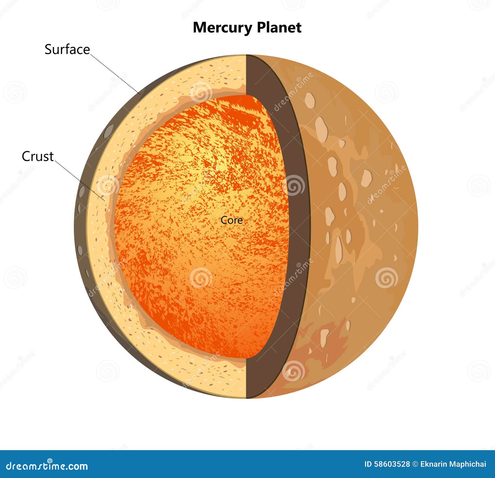 Structure of the Mercury Planet Stock Illustration - Illustration of ...